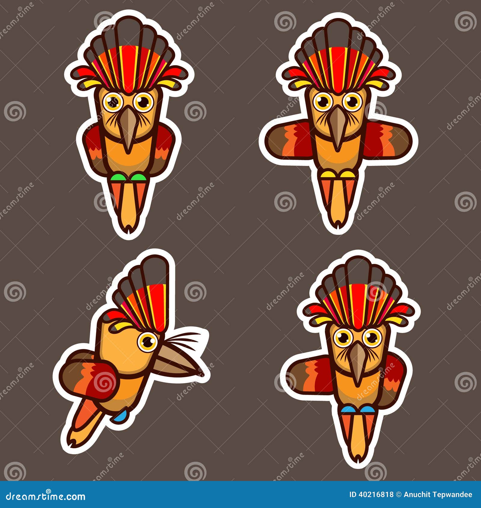 Royal Flycatcher Abstract Cartoon Stock Vector - Illustration of white ...