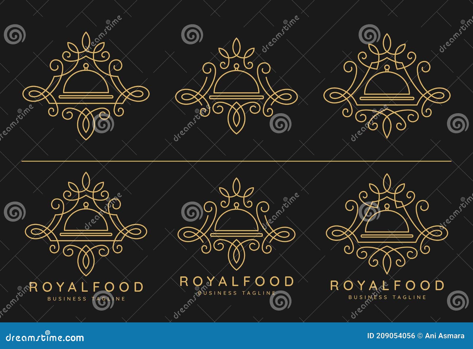 Royal Food Logo Set - Luxury Restaurant Logo Template - Vector Stock ...