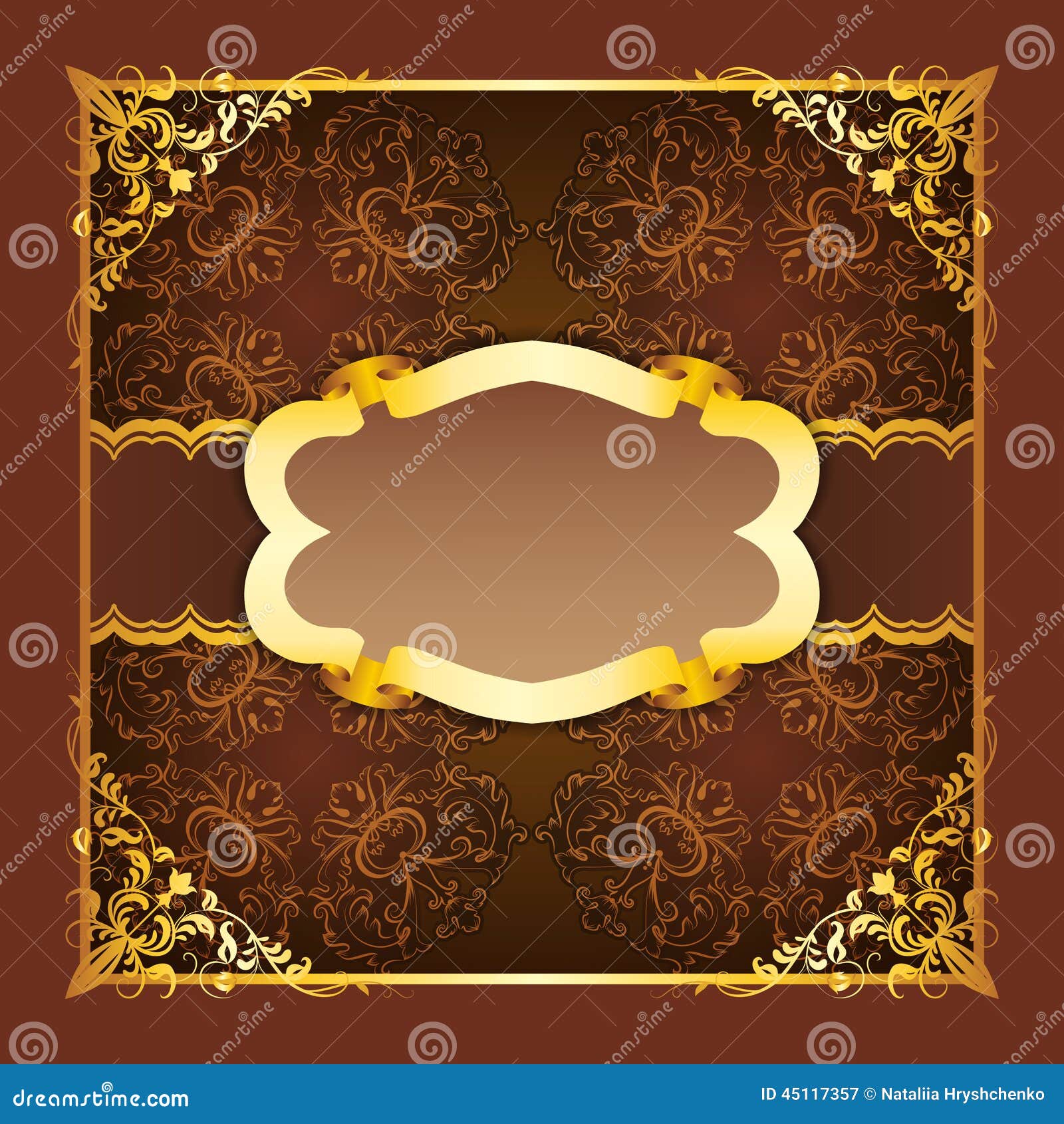 Royal Frame with Ribbons on Seamless Ornament Stock Vector ...