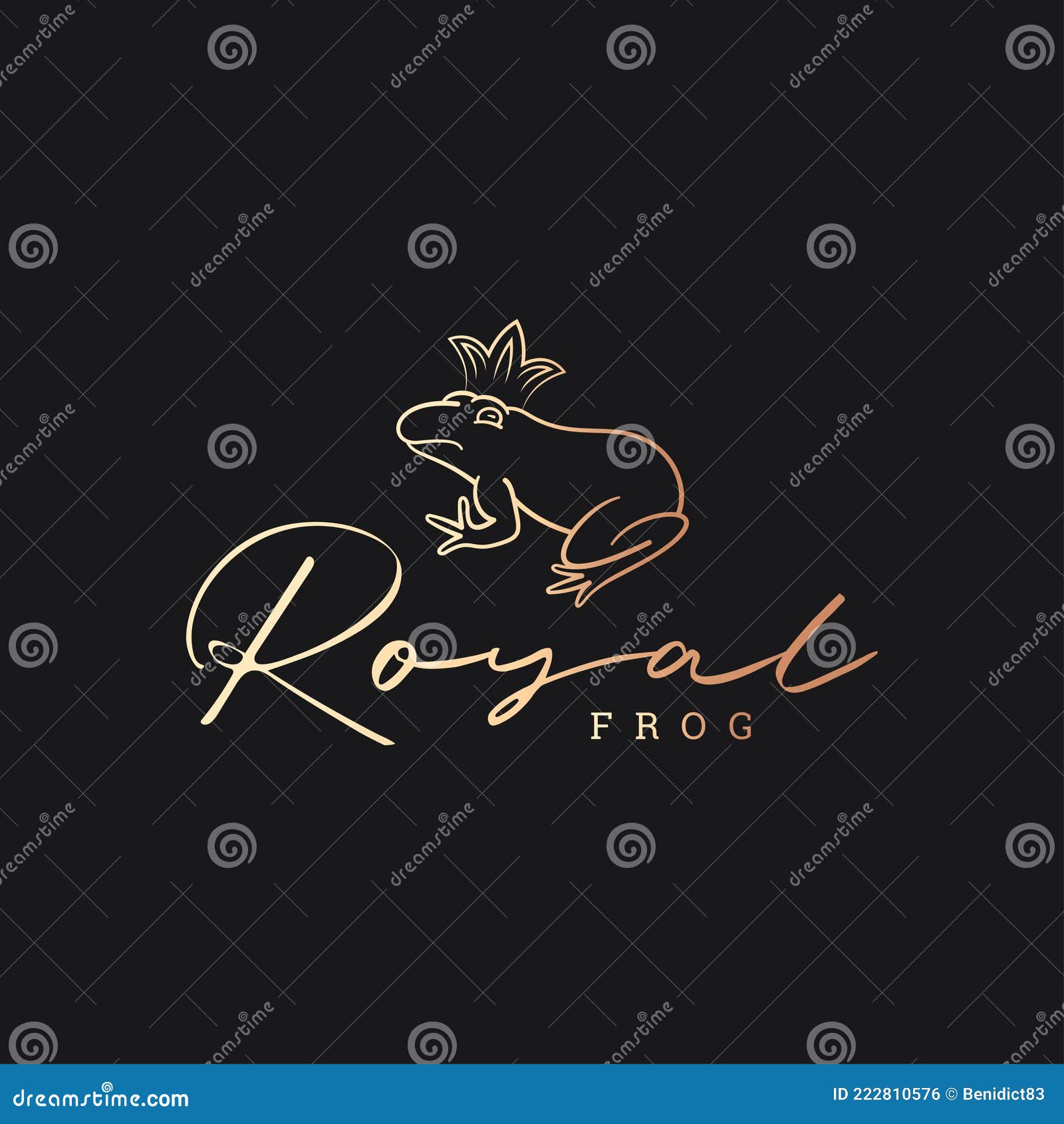 Royal Gold Frog on Black Logo Background Stock Vector - Illustration of ...