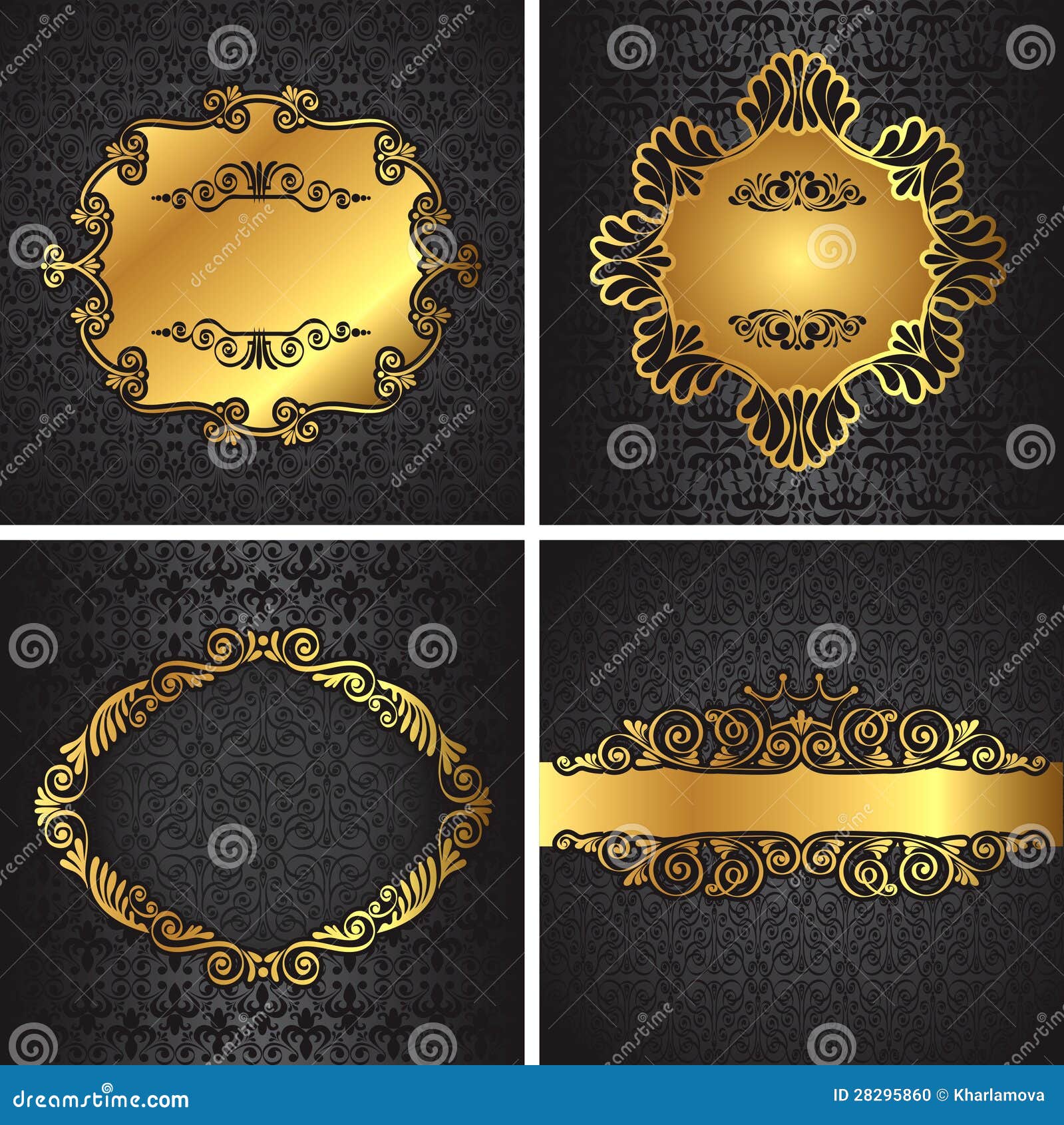 Royal Gold Picture Frame, Set Stock Vector - Illustration of ...