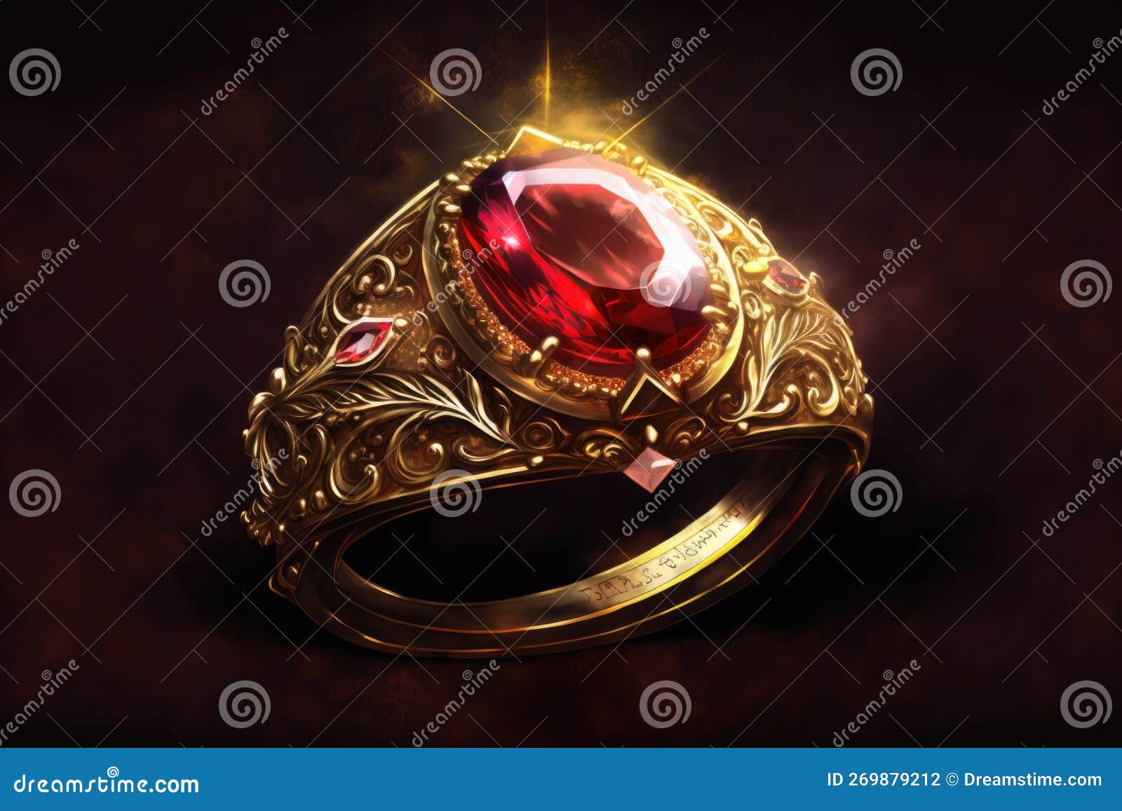 Royal Gold Ring with a Large Ruby in the Center AI Generation Stock ...
