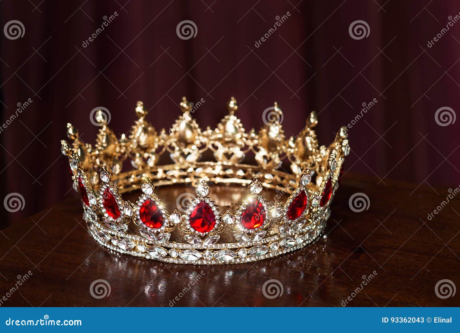 Royal Golden Crown with Red Stones. Garnet, Ruby Stock Image - Image of ...