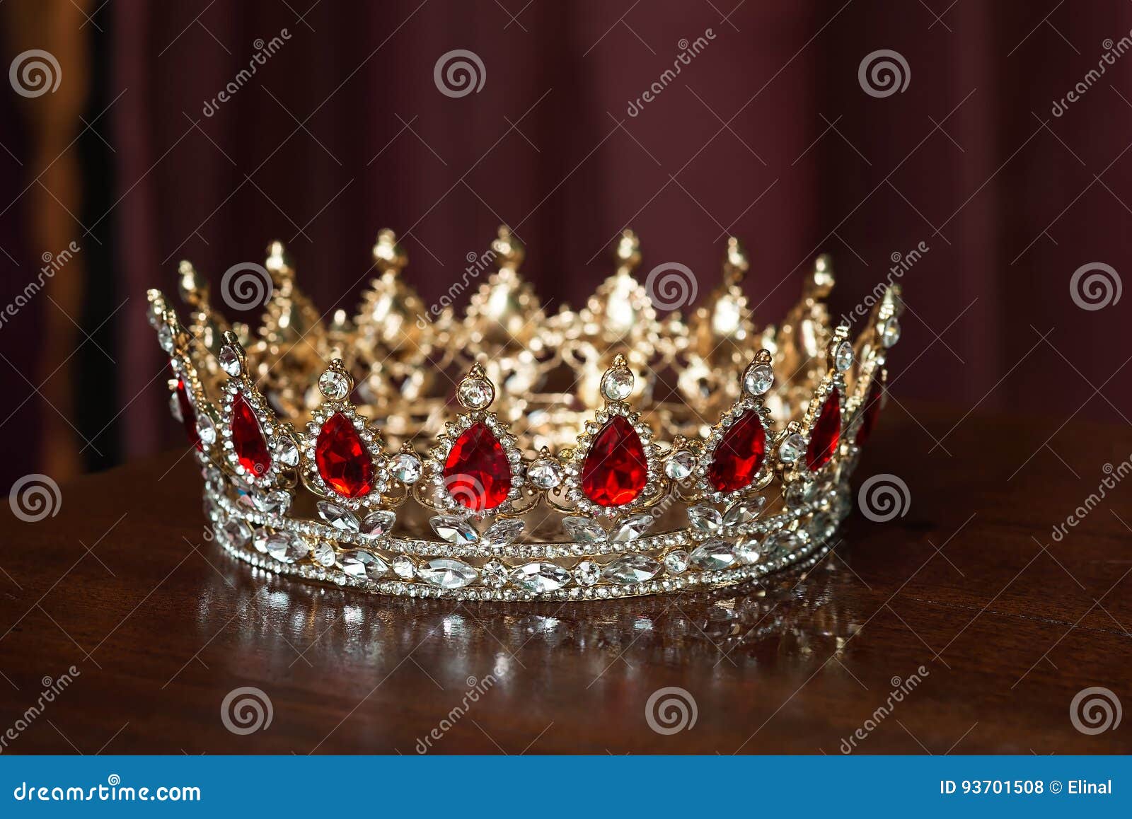 Royal Golden Crown with Red Stones. Garnet, Ruby Stock Photo - Image of ...
