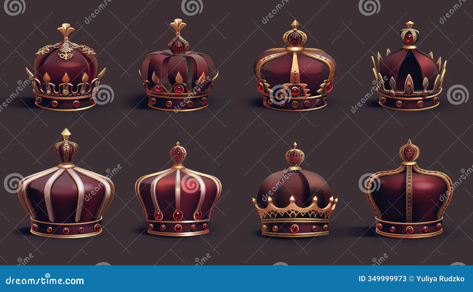 Royal King Crown in Different Angles Stock Illustration - Illustration ...