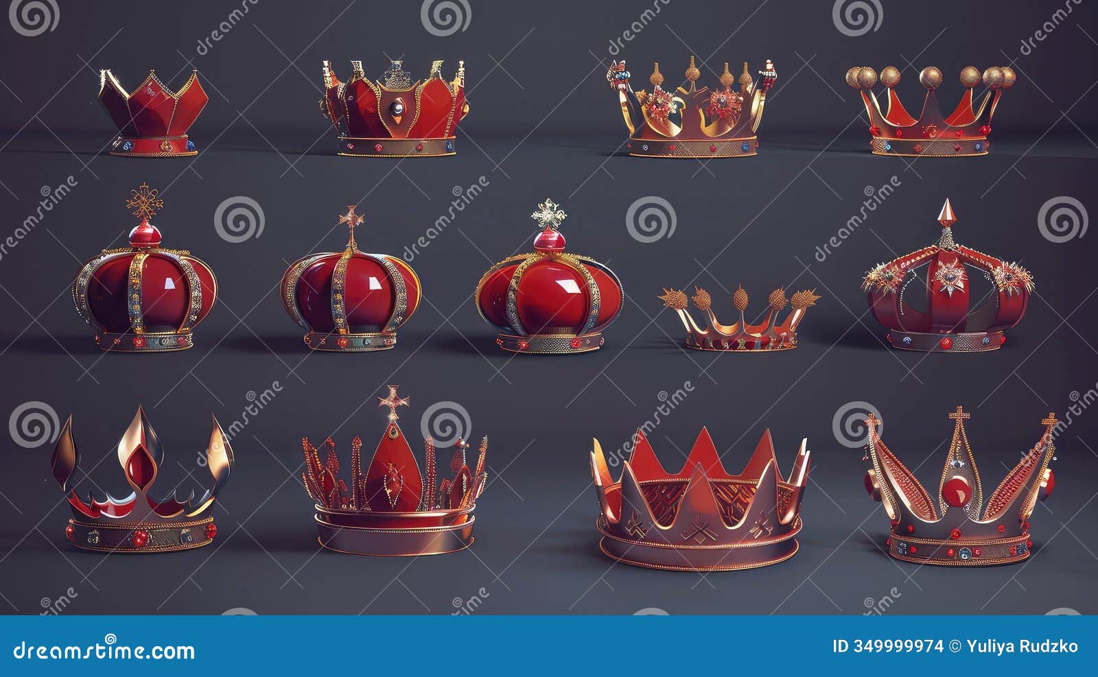 Royal King Crown in Different Angles Stock Illustration - Illustration ...