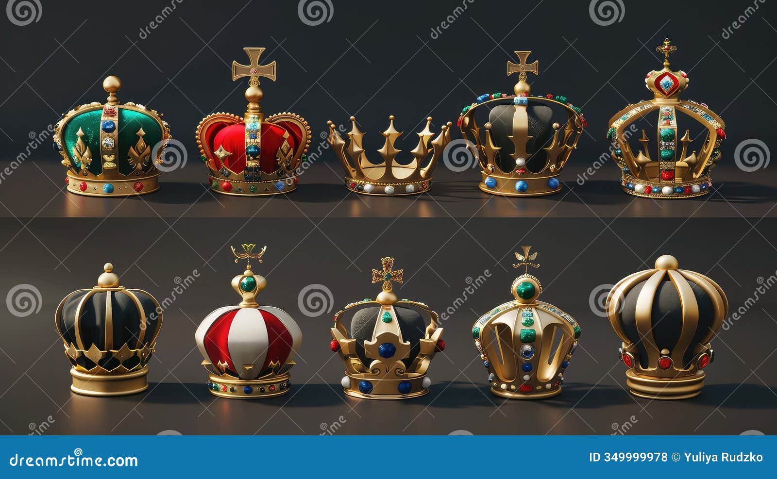 Royal King Crown in Different Angles Stock Illustration - Illustration ...