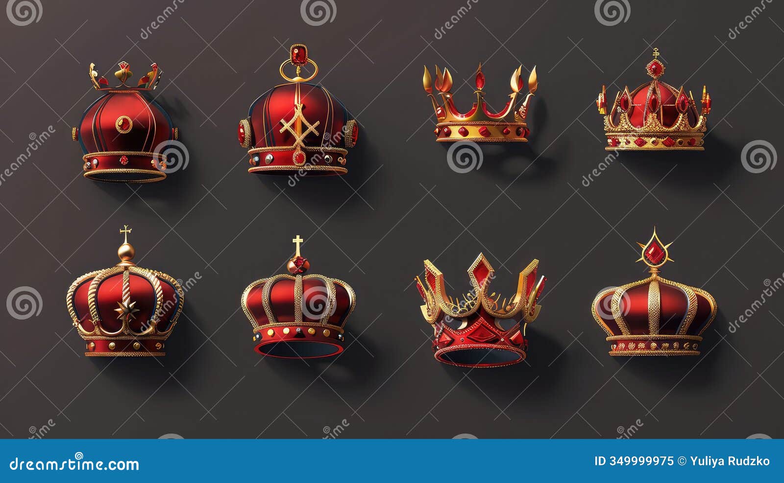 Royal King Crown in Different Angles Stock Illustration - Illustration ...