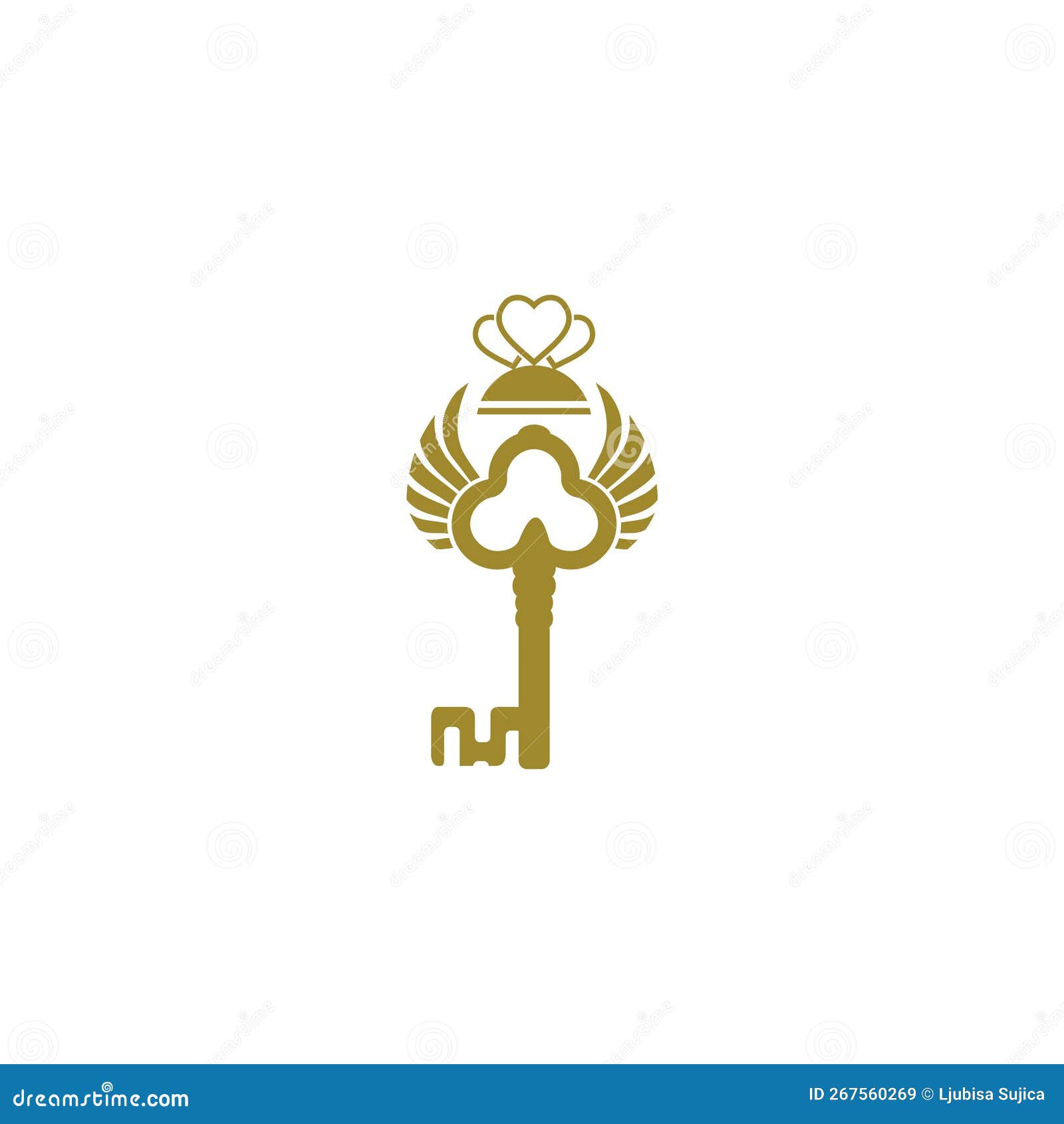 Royal King Key Crown Logo Icon Isolated on White Background Stock ...