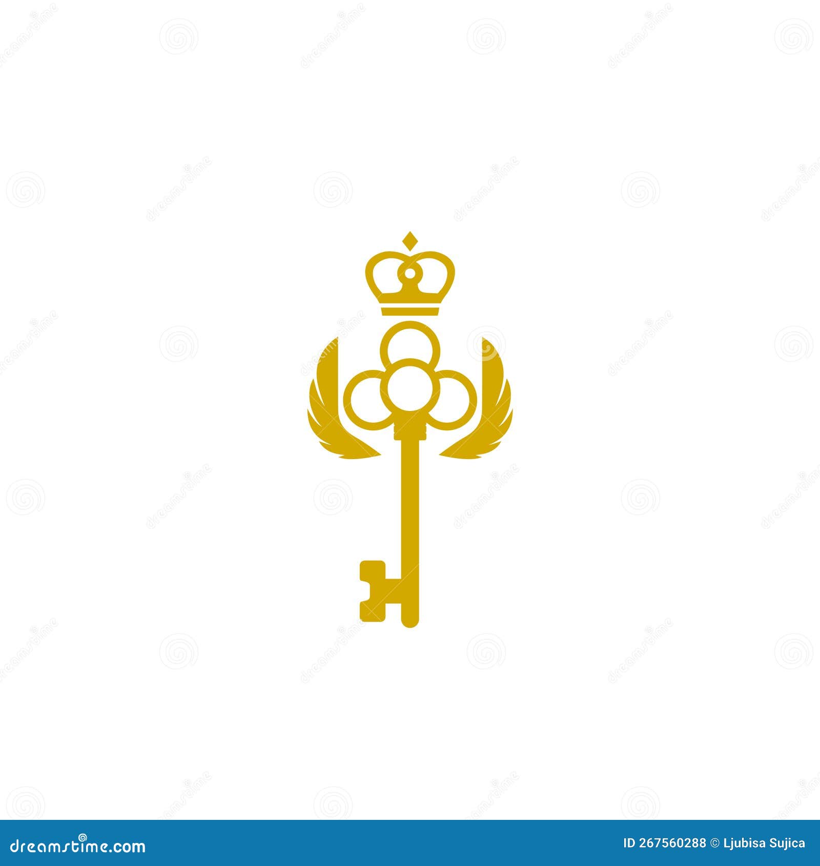 Royal King Key Crown Logo Icon Isolated on White Background Stock ...