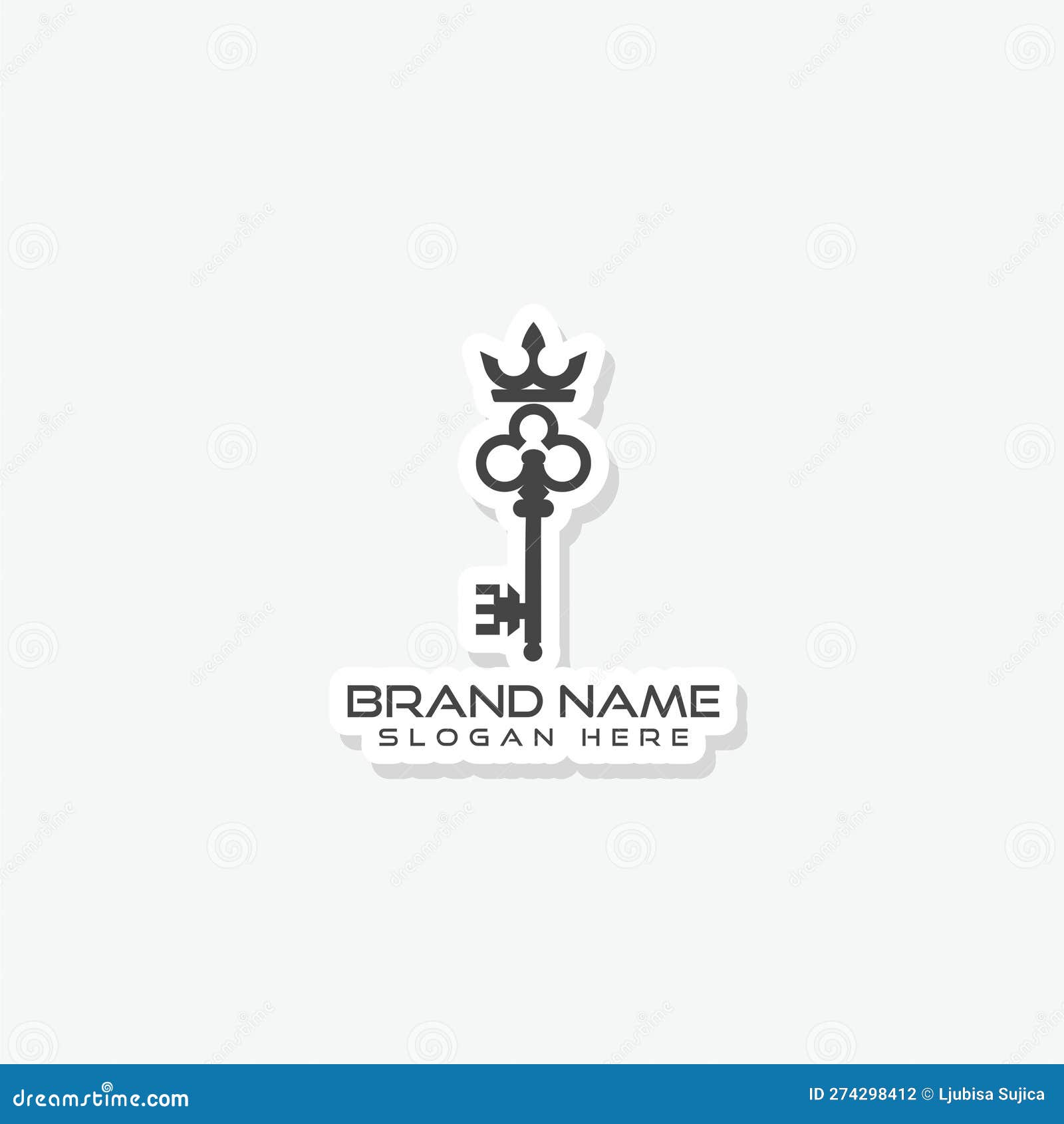 Royal King Key Crown Logo Icon Sticker Stock Vector - Illustration of ...