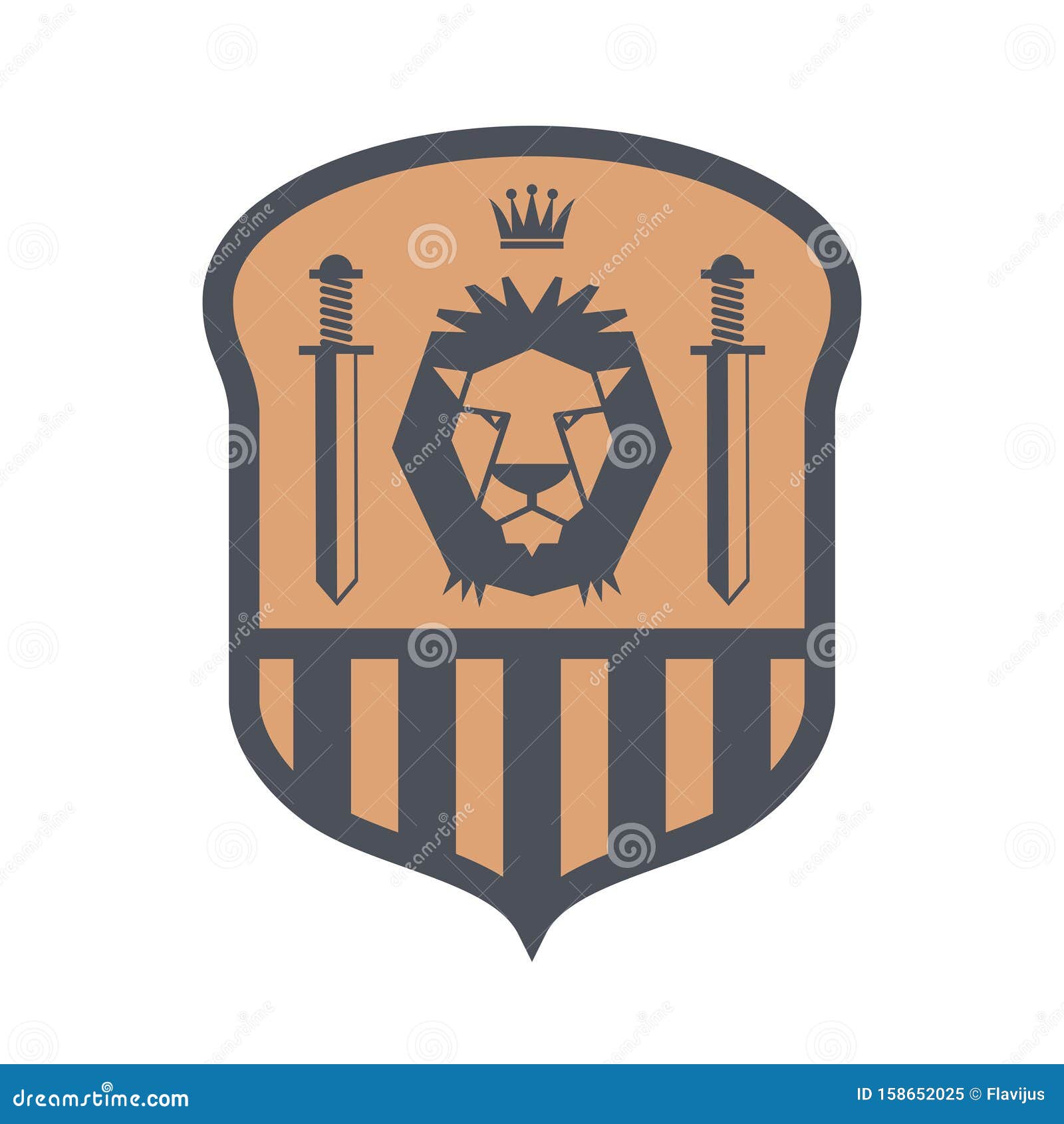 Royal Lion shield design stock vector. Illustration of battle - 158652025