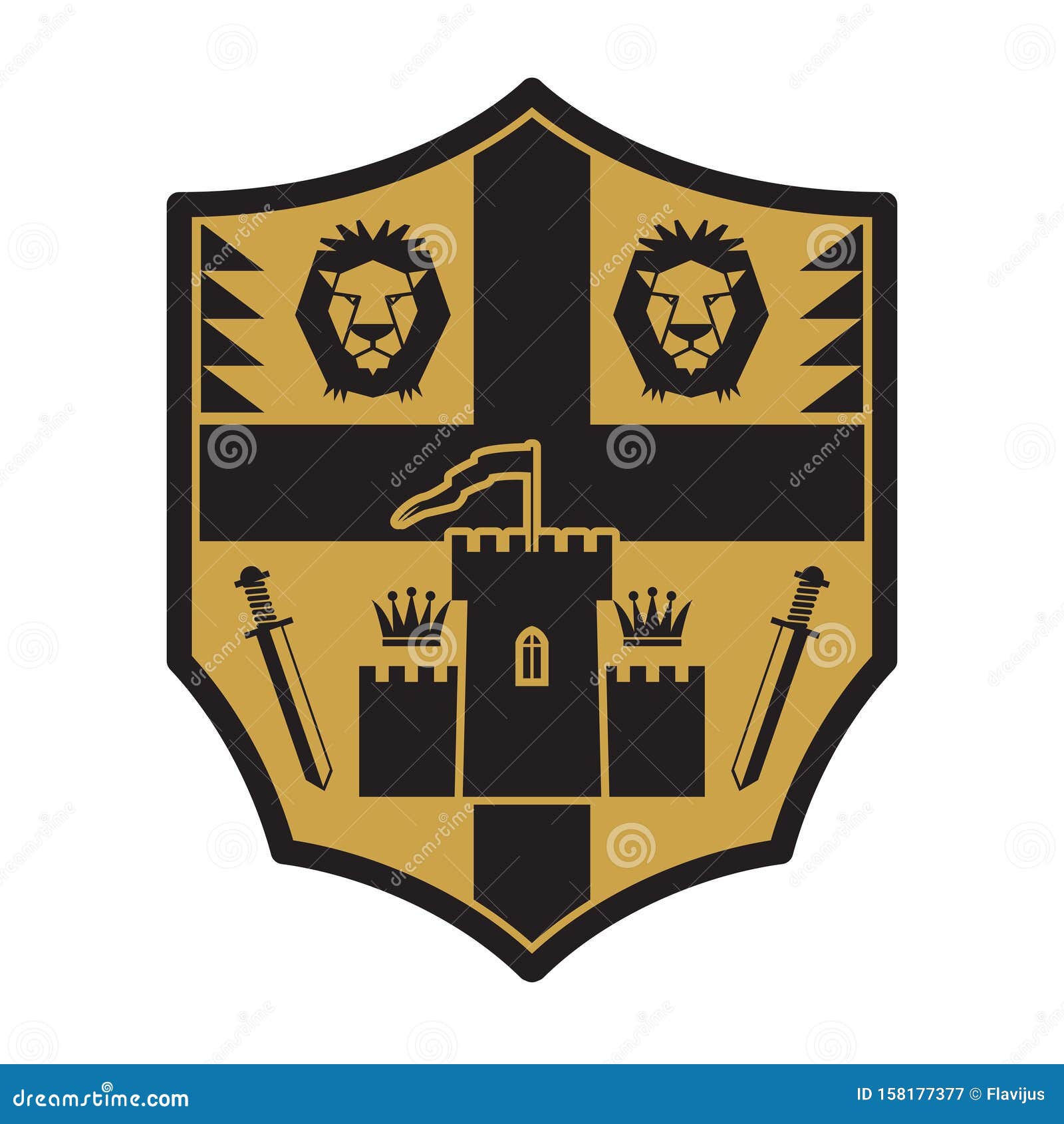 Royal Lion shield design stock vector. Illustration of heraldry - 158177377