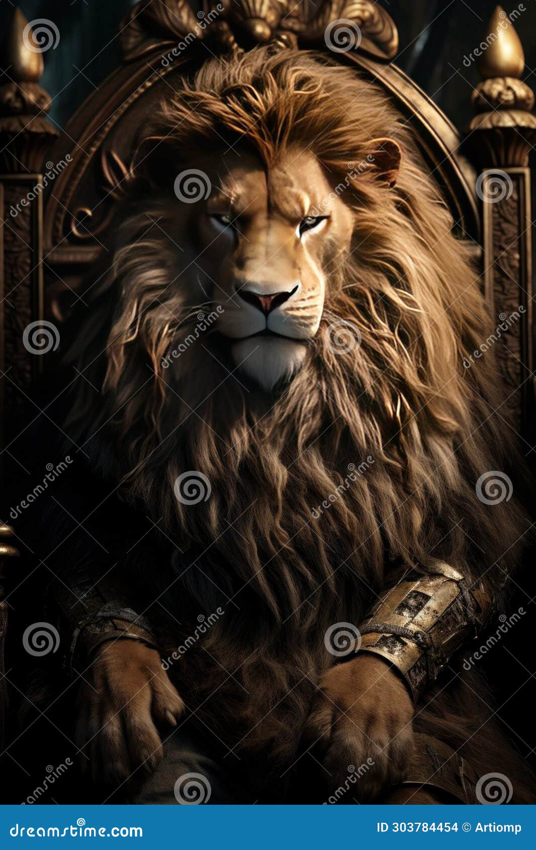 Royal Lion Sitting on a Throne in Castle Stock Illustration ...