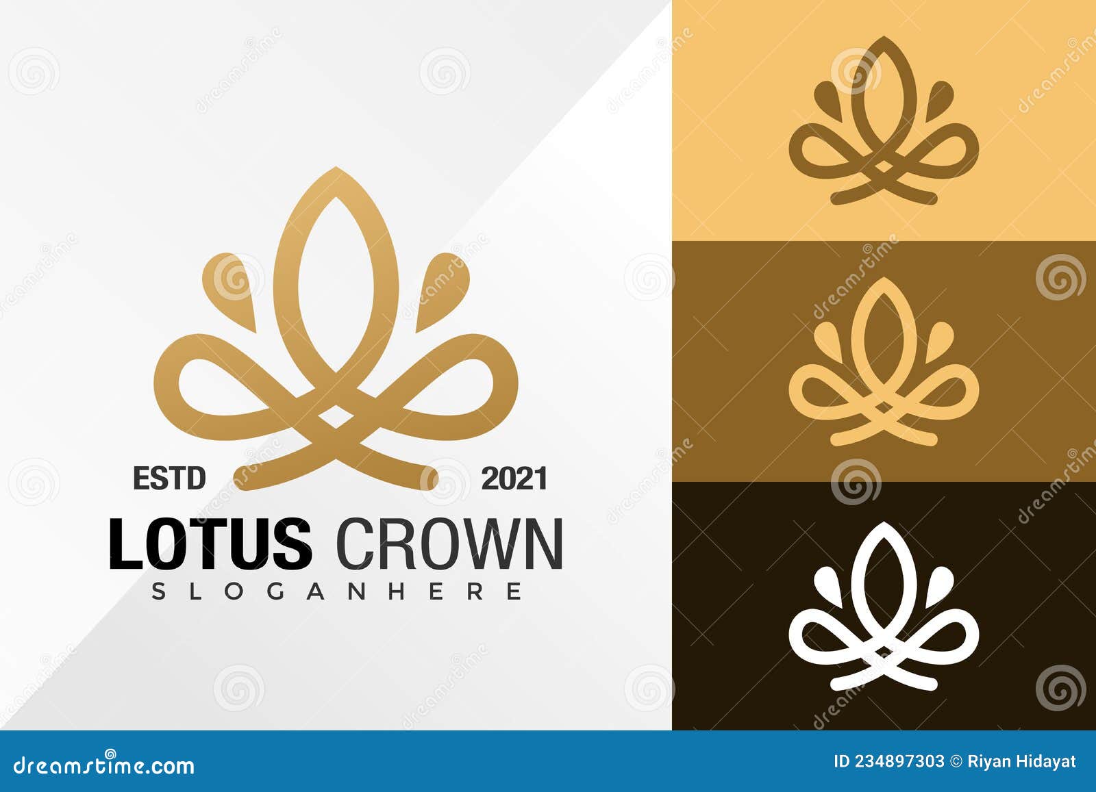 Royal Lotus Crown Logo Design Vector Template Stock Vector ...