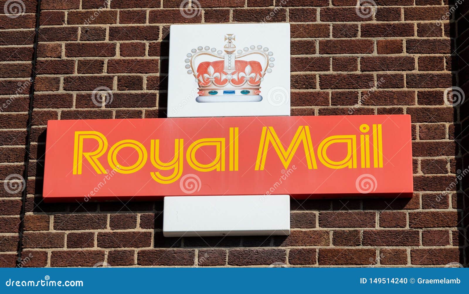 Royal Mail Logo with Crown Mounted on the Brick Wall of a Sorting ...