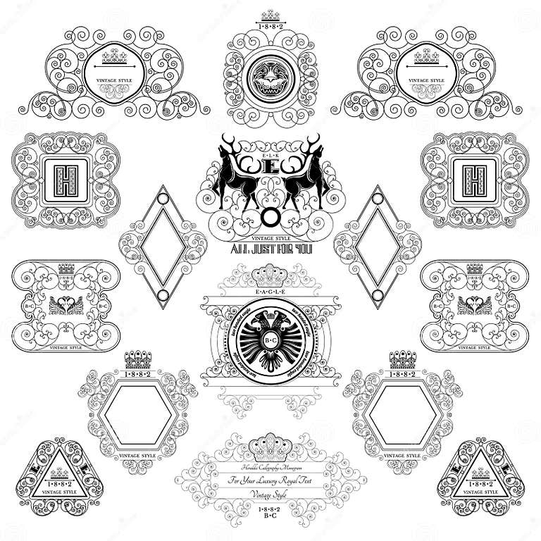 Royal Monogram Design Template. Calligraphic Labels and Frames from ...