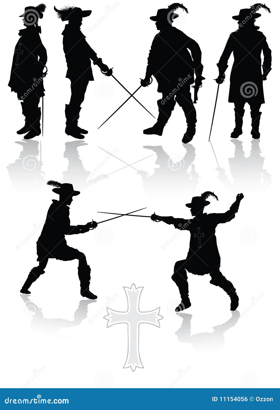 Musketeers Black Silhouette Illustration | CartoonDealer.com #15353674