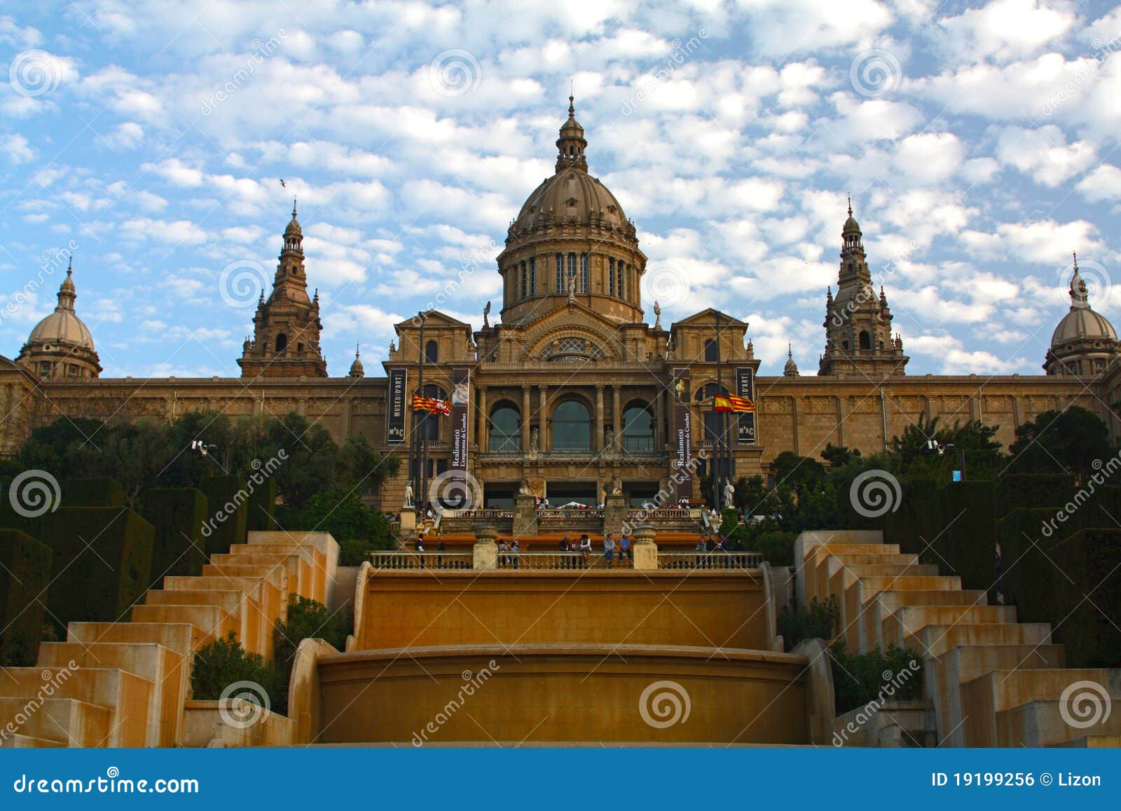 Royal Palace in Barcelona, Montjuic Stock Photo - Image of edification ...