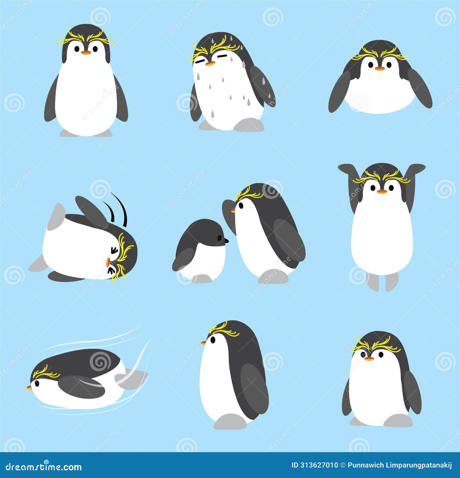 Royal Penguin Cute Set Chibi Cartoon Character Vector | CartoonDealer ...