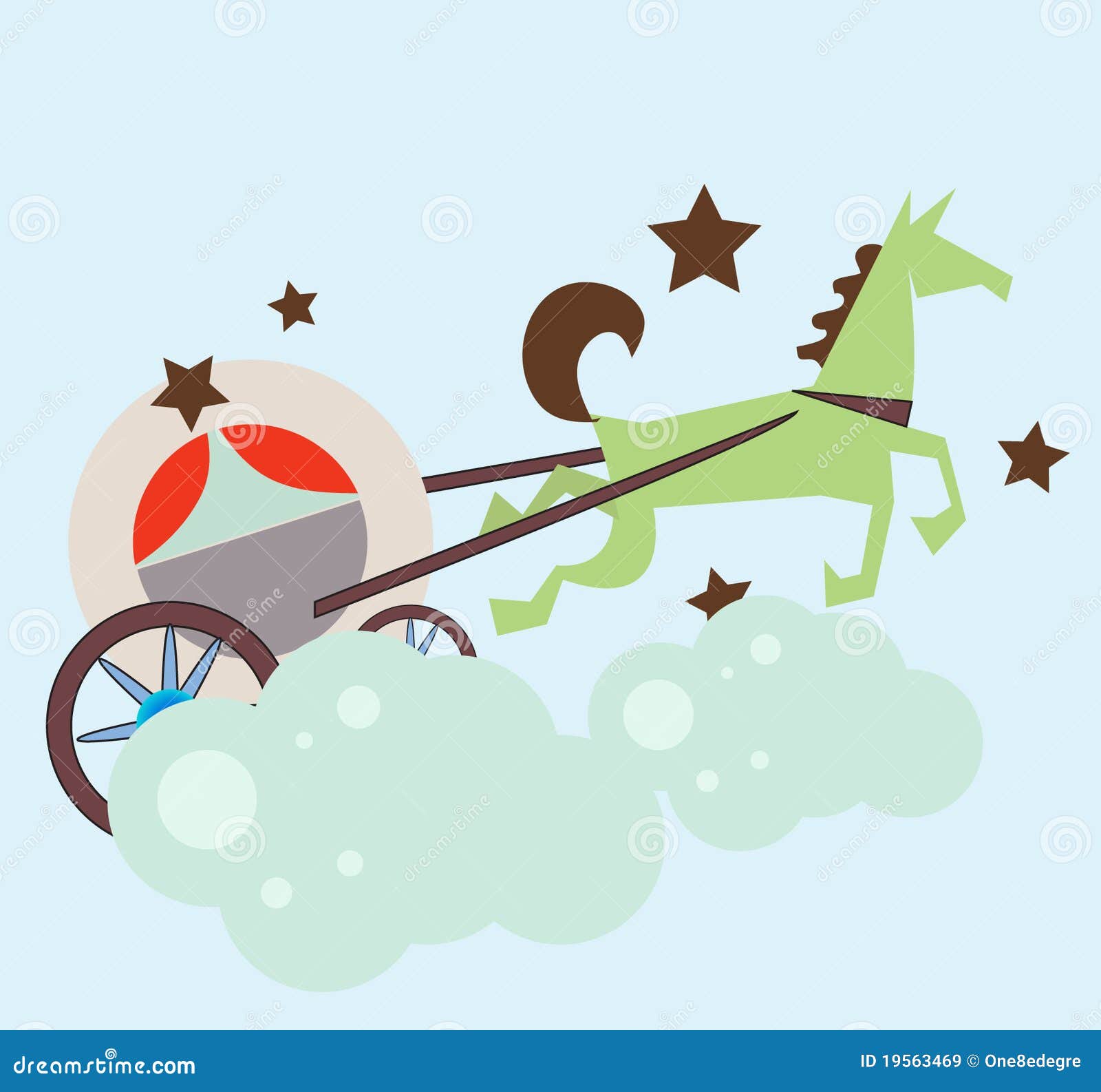 Royal Princess Carriage Over the Clouds Stock Illustration ...