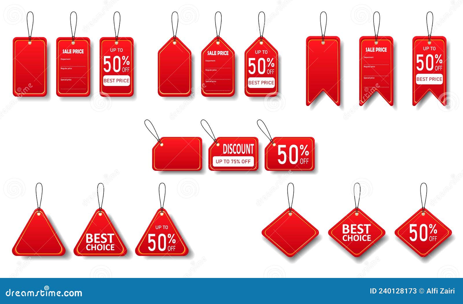 Royal Red Price Tag Template with Gold Frame for Sales Stock Vector ...