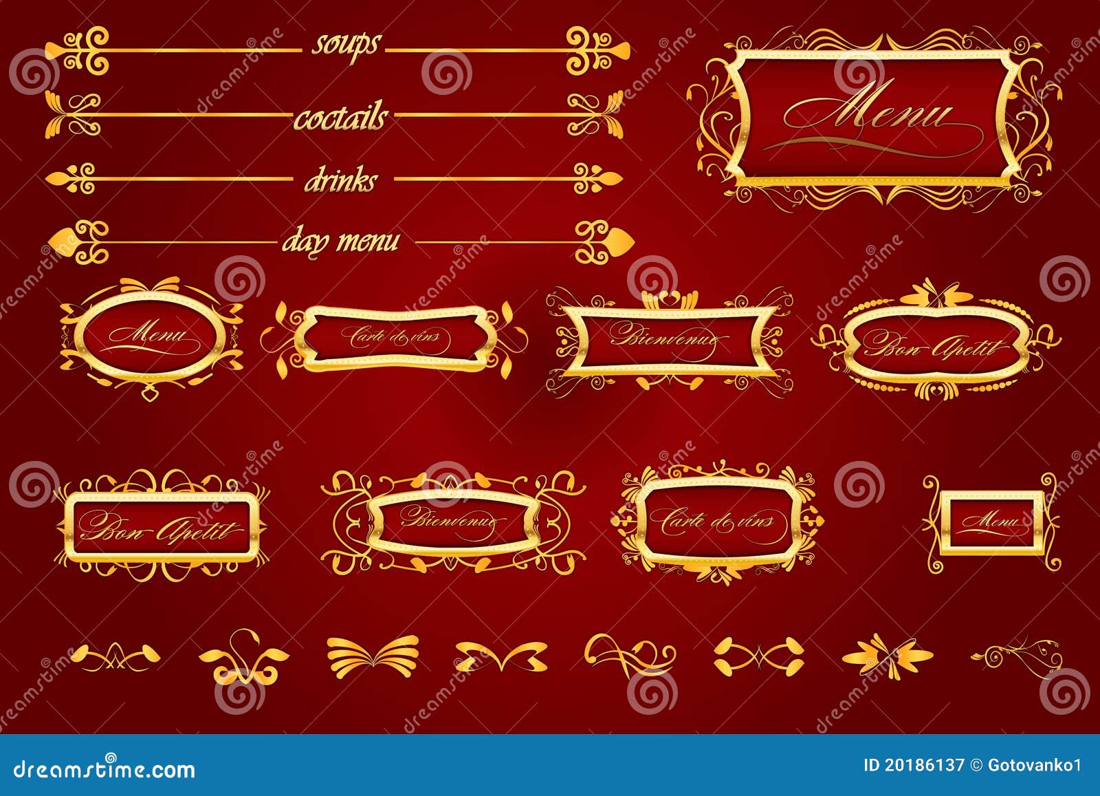 Royal Red Restaurant Menu with Caligraphic Element Stock Vector ...