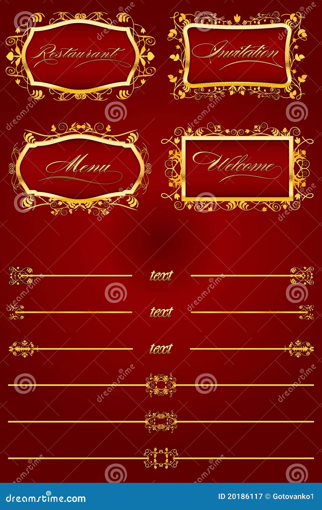 Royal Red Retro Decorative Elements II Stock Vector - Illustration of ...