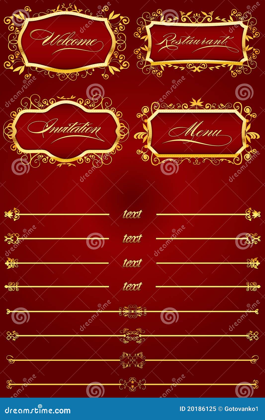 Royal Red Retro Decorative Elements IV Stock Vector - Illustration of ...