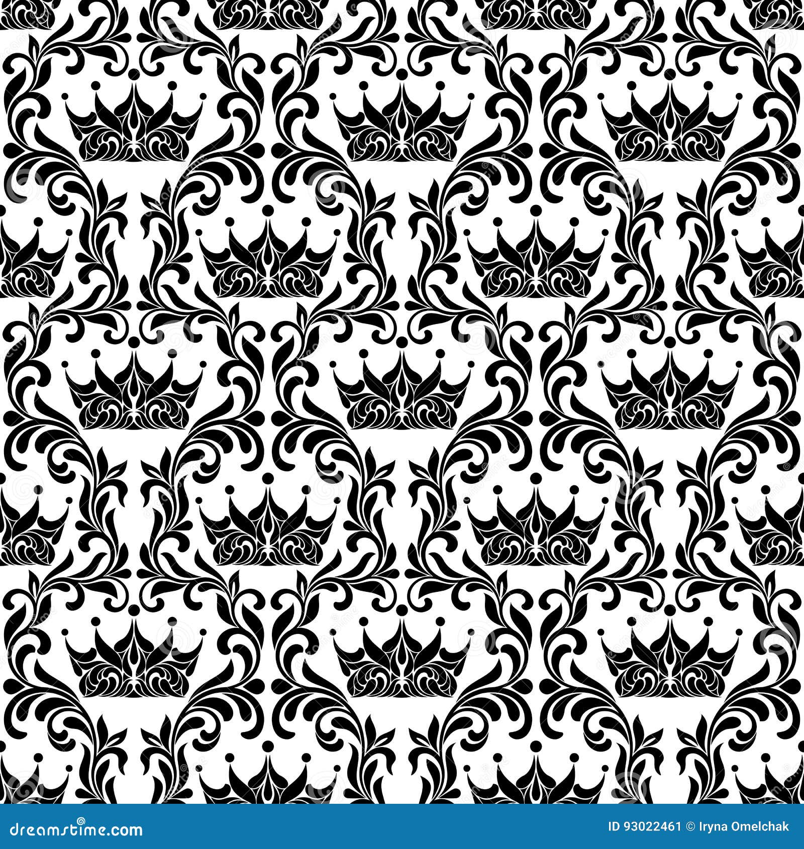 Royal Seamless Pattern. Crown and Floral Vintage Tracery Isolate Stock ...