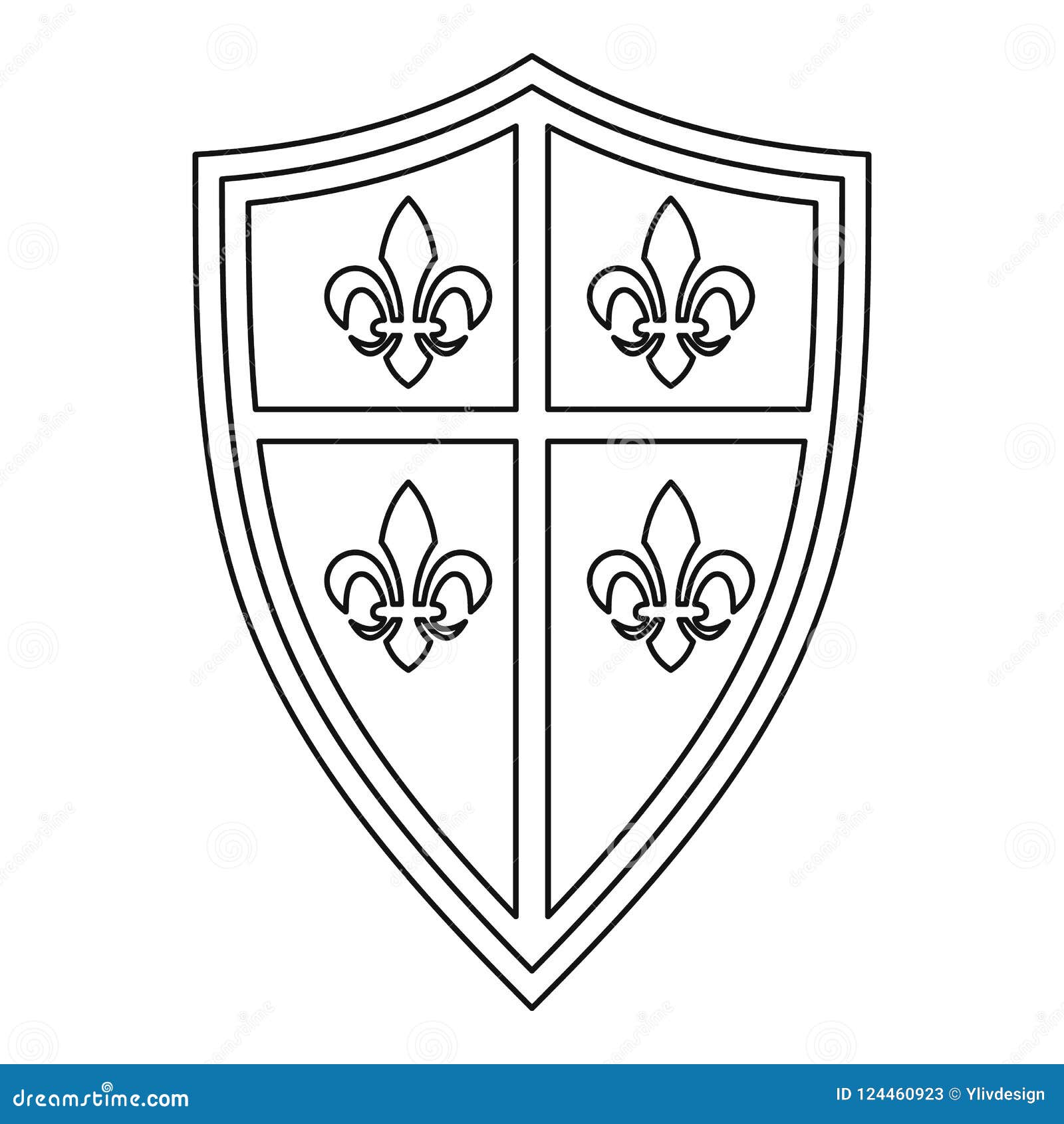 Royal Shield Icon, Outline Style Stock Illustration - Illustration of ...