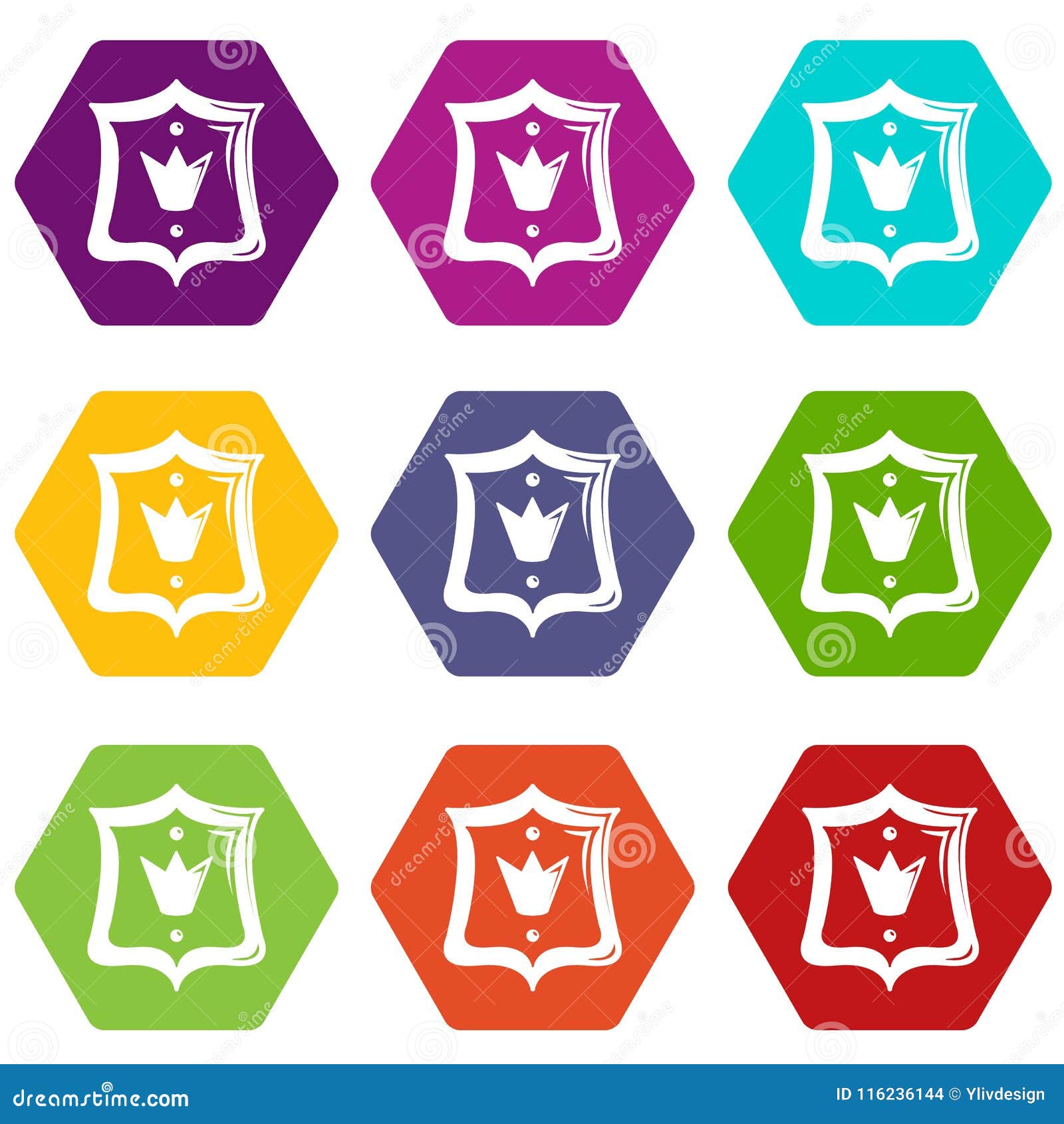 Royal Shield Icons Set 9 Vector Stock Vector - Illustration of blank ...