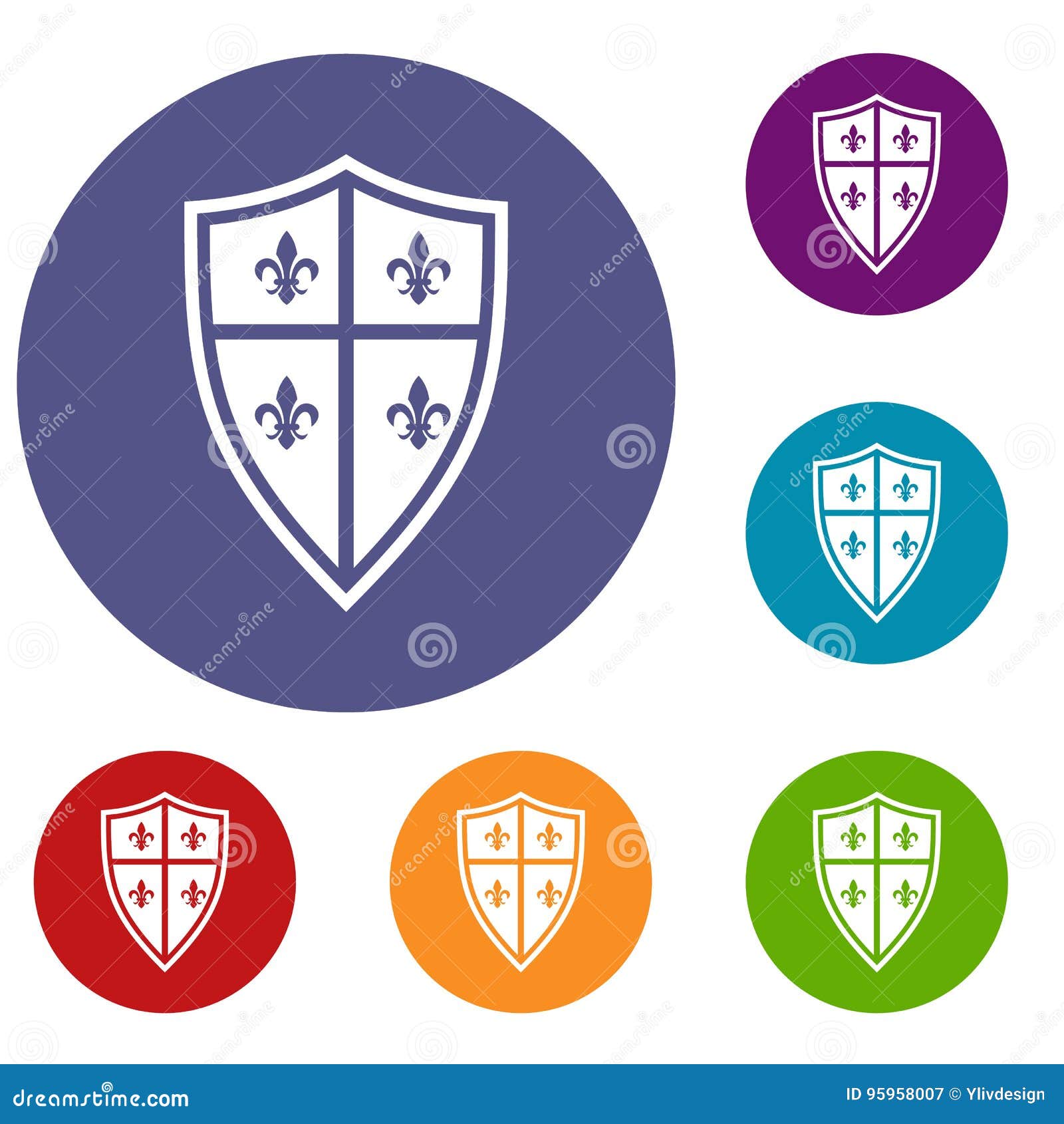 Royal shield icons set stock vector. Illustration of design - 95958007