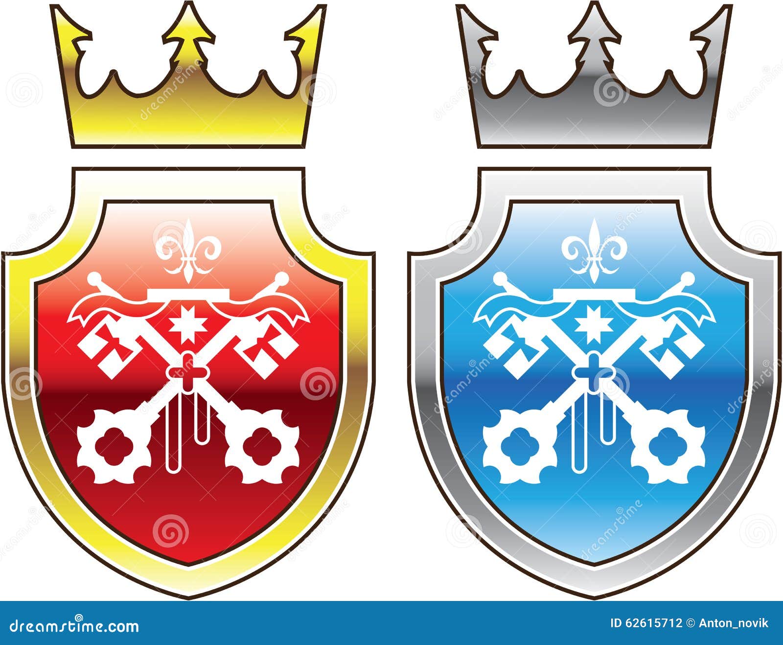 Royal Shield Red Blue Crown Crossed Keys Logo Stock Vector ...