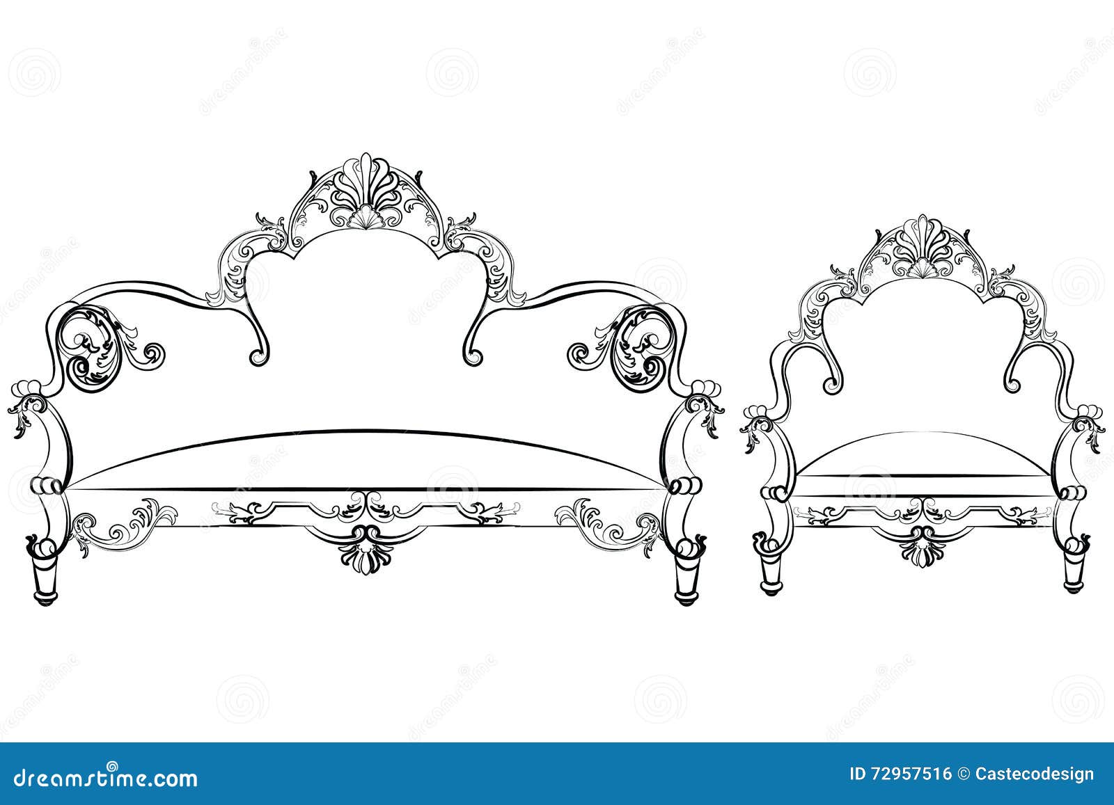 Royal Sofa and Armchair Set Stock Vector - Illustration of couch, home ...