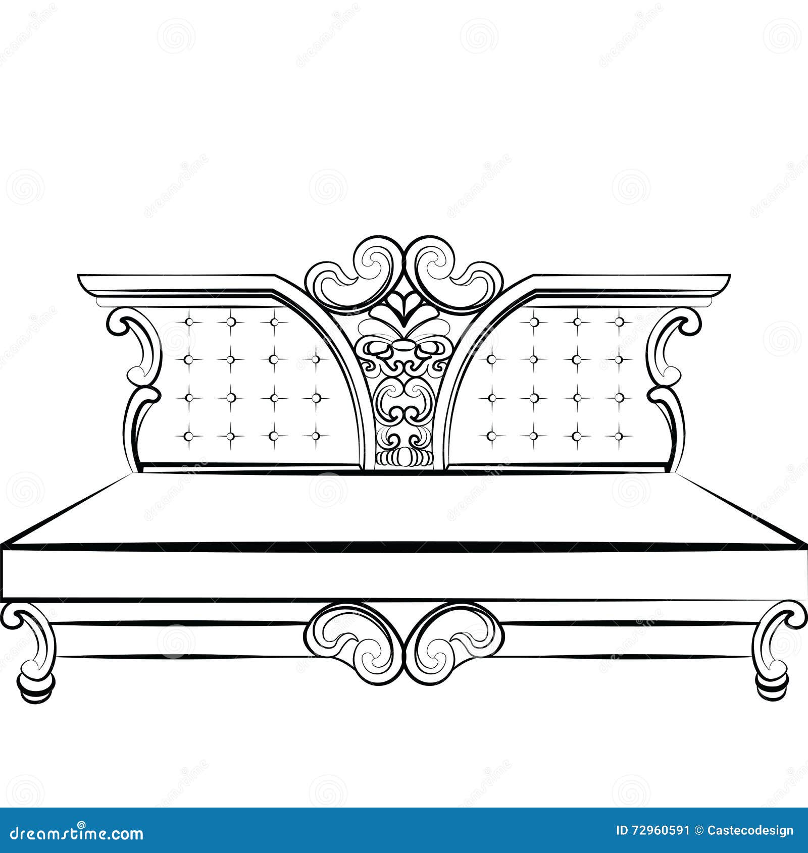 Royal Sofa In Rococo Style With Damask Ornaments Vector Illustration ...