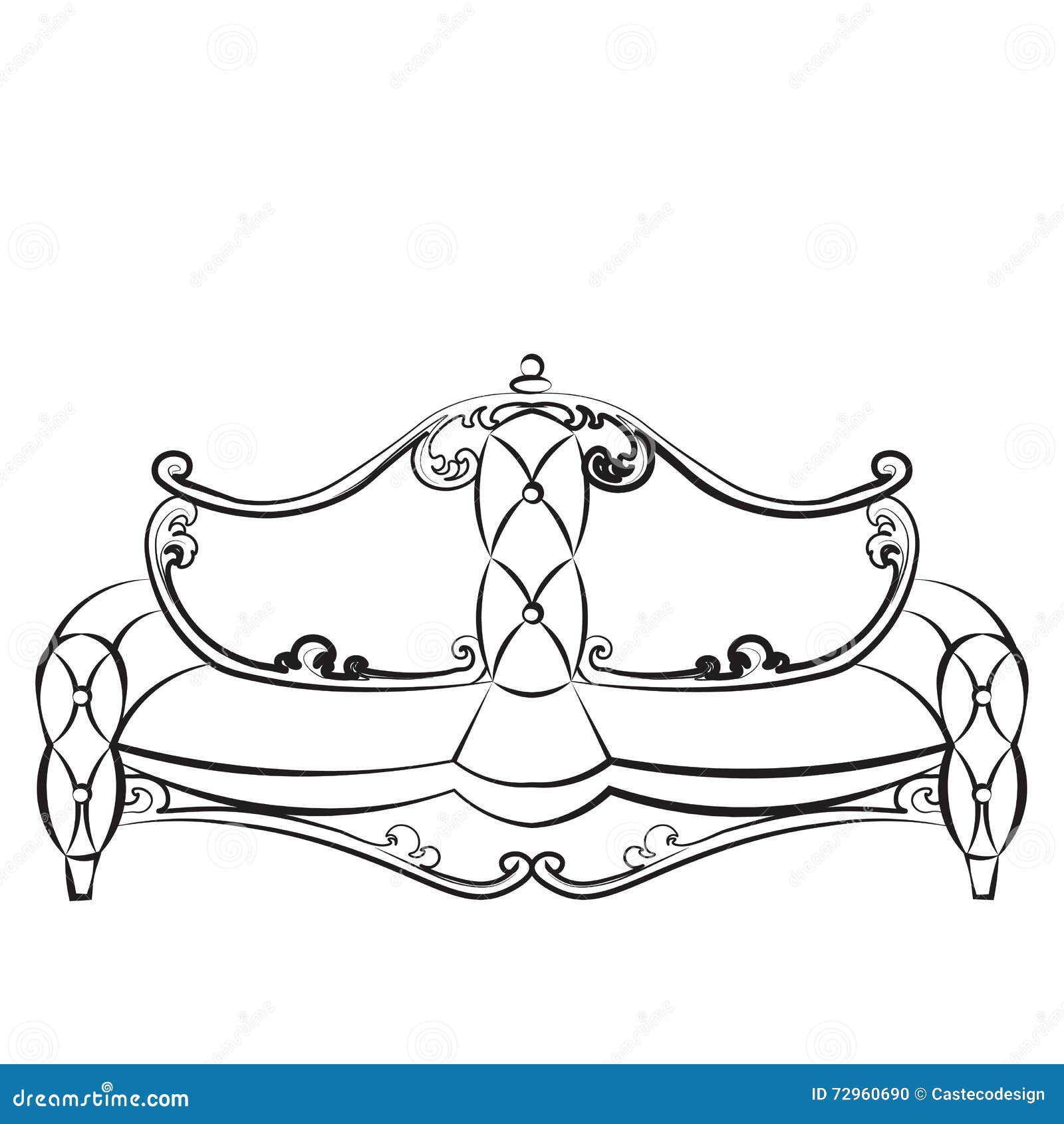 Royal Sofa in Rococo Style with Damask Ornaments Stock Vector ...