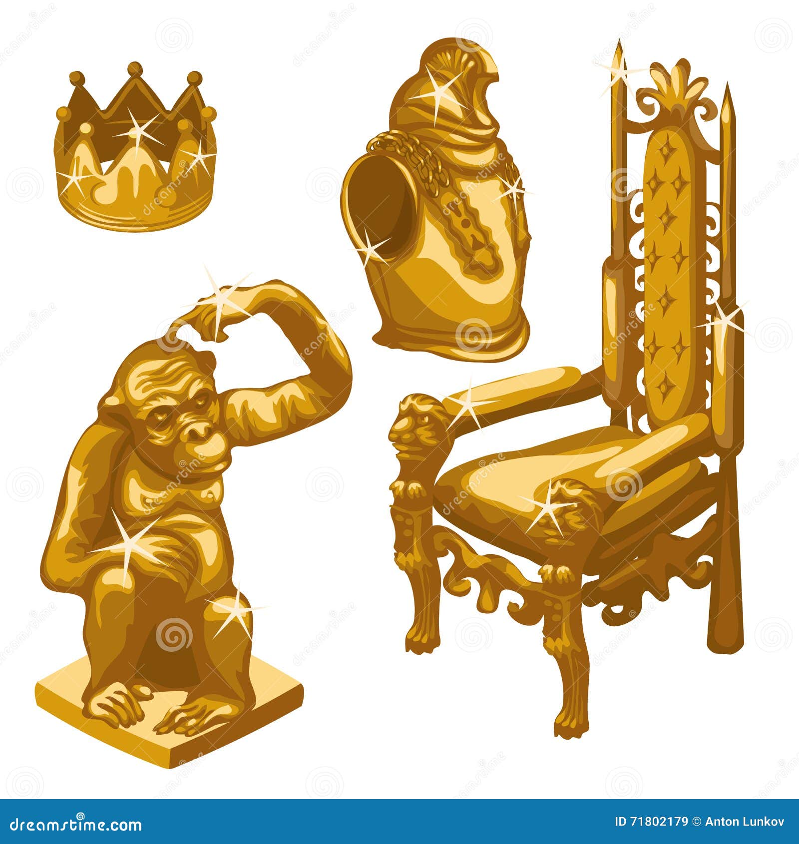 Monkey Knight Two Handed Weapon. Set Vector Illustration ...