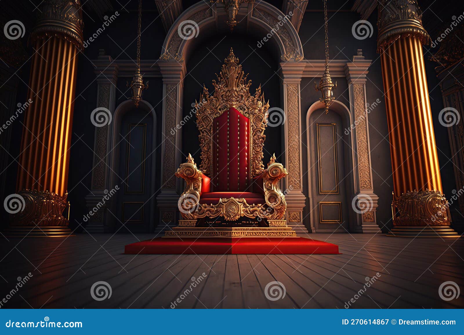Royal Throne Room in Red and Gold Color - Ai Generative Stock ...