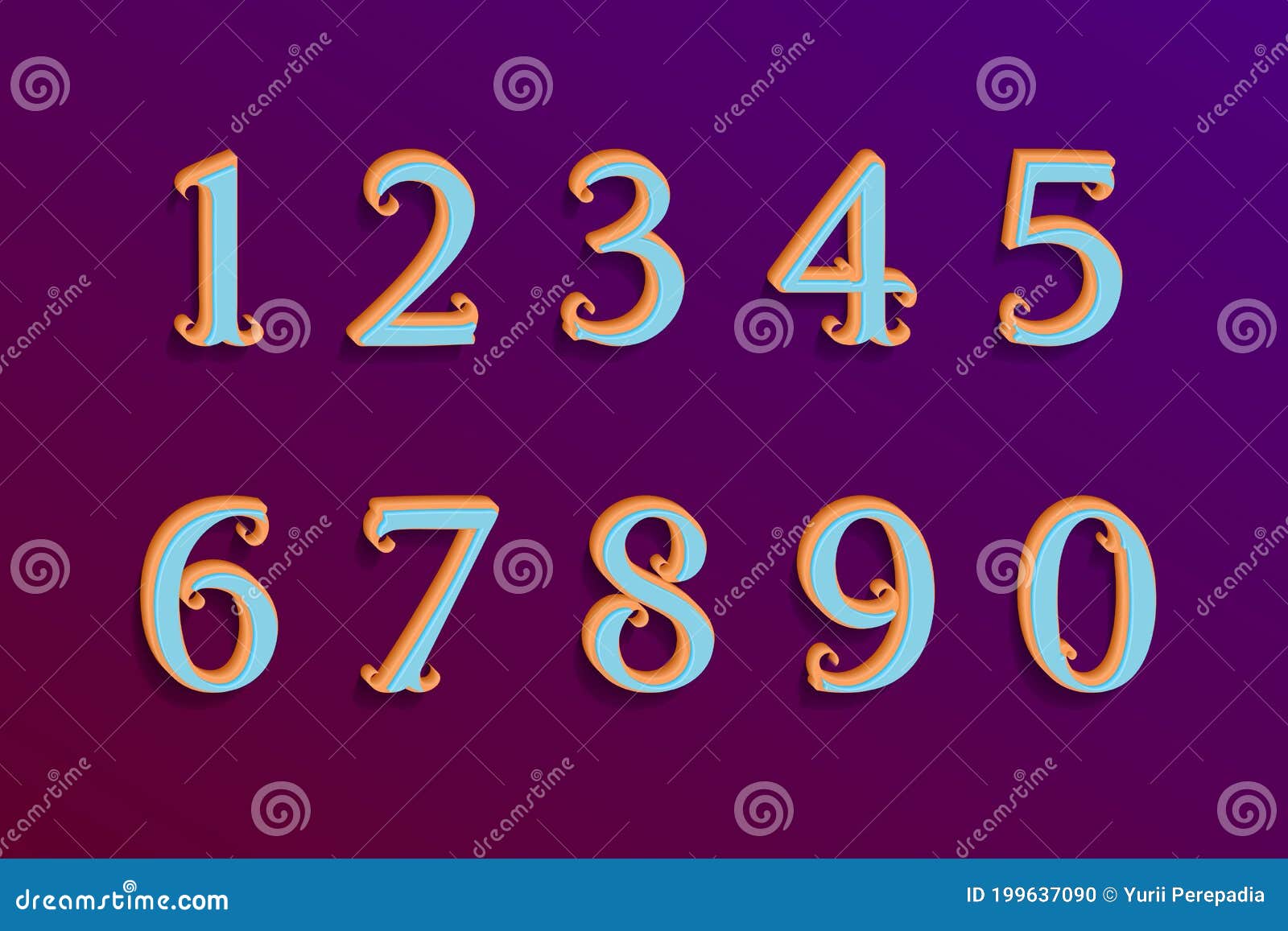 Royal Two-layer Numbers in 3d Vintage Style Stock Vector - Illustration ...