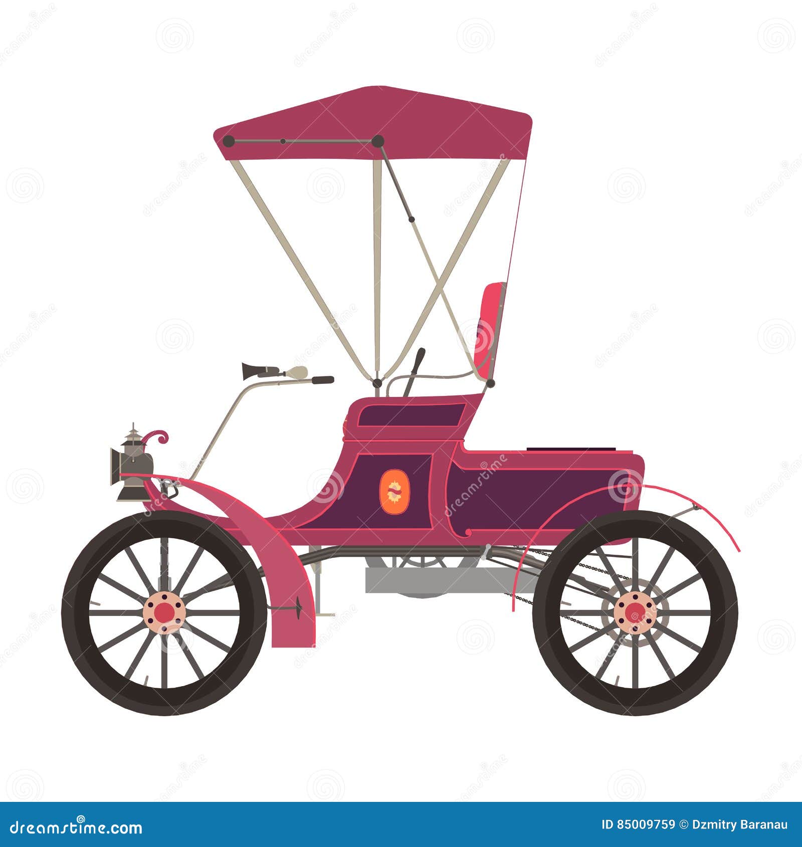 Royal Vector Flat Pink Carriage Side View. Stock Vector - Illustration ...
