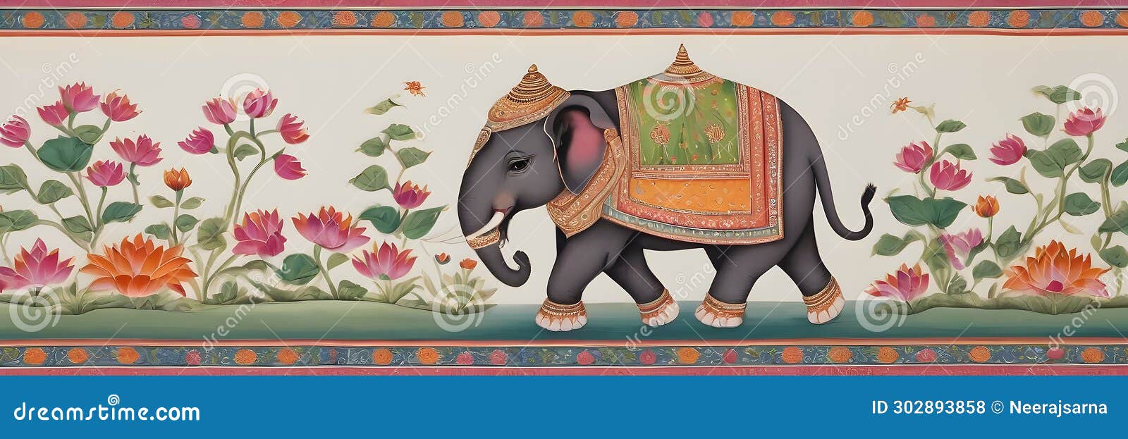 Royal Vintage Style Elephant Border and Frame Stock Illustration ...