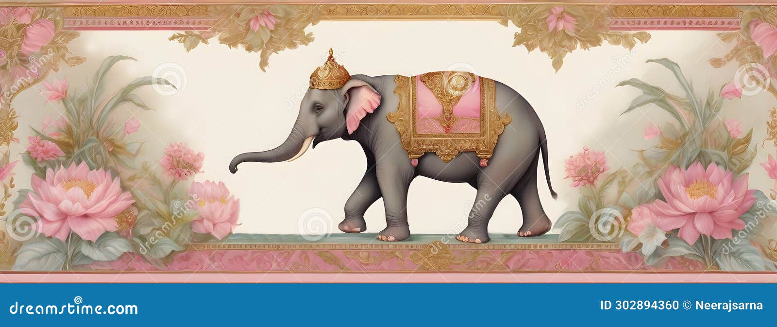 Royal Vintage Style Elephant Border and Frame Stock Photo - Image of ...
