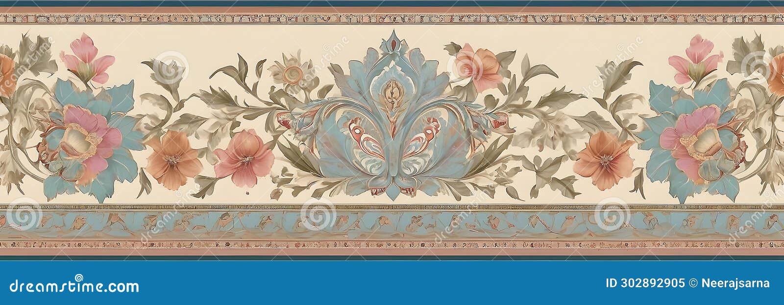 Royal Vintage Style Flowers Border and Frame Stock Image - Image of ...