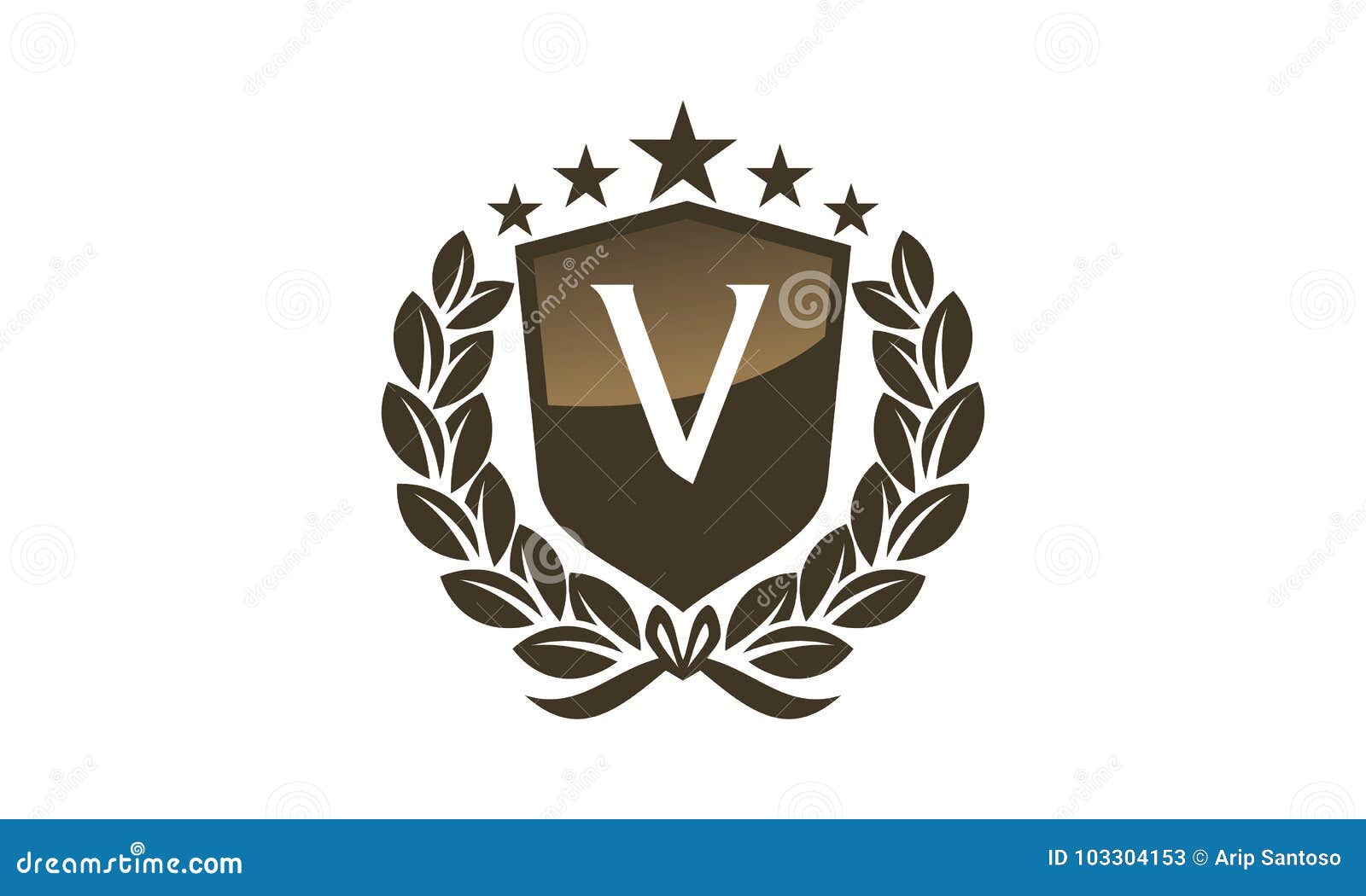 Royal VIP Shield Leaf Initial V Stock Vector - Illustration of ...