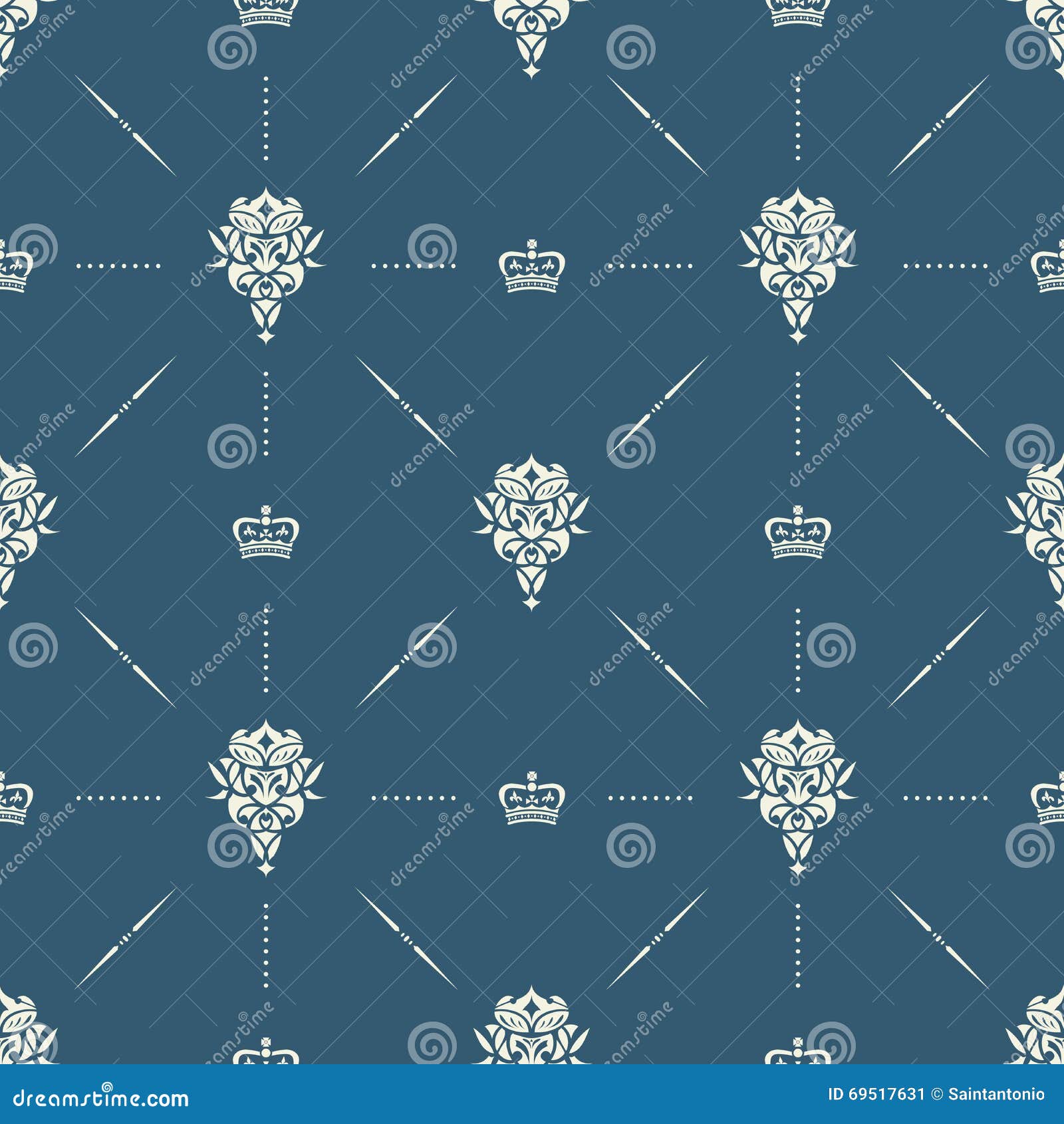 Royal Wallpaper Seamless Pattern with Crown and Decorative Elements ...