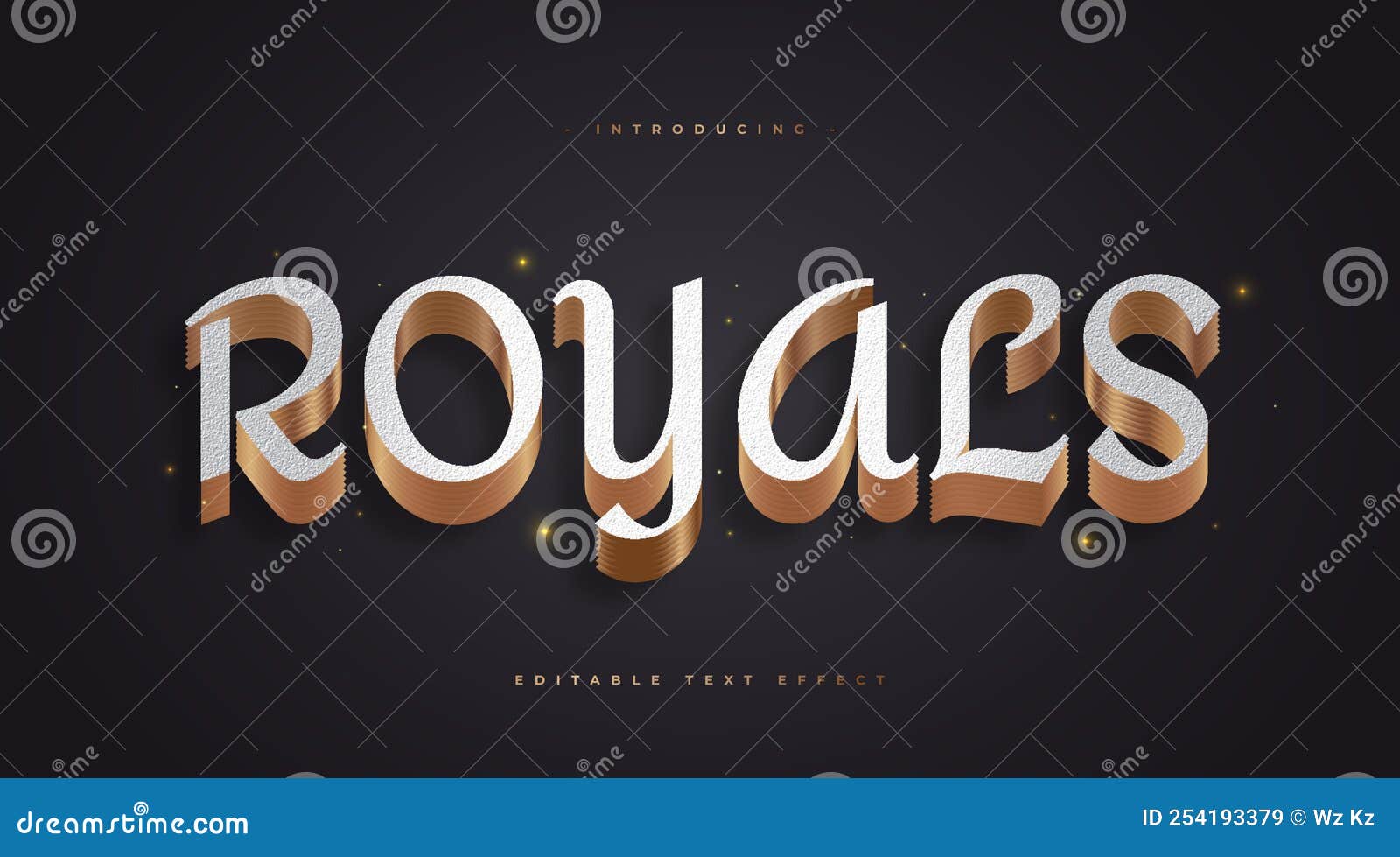 Royale Text in White and Gold Style with 3D Effect Stock Vector ...