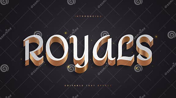 Royale Text in White and Gold Style with 3D Effect Stock Vector ...