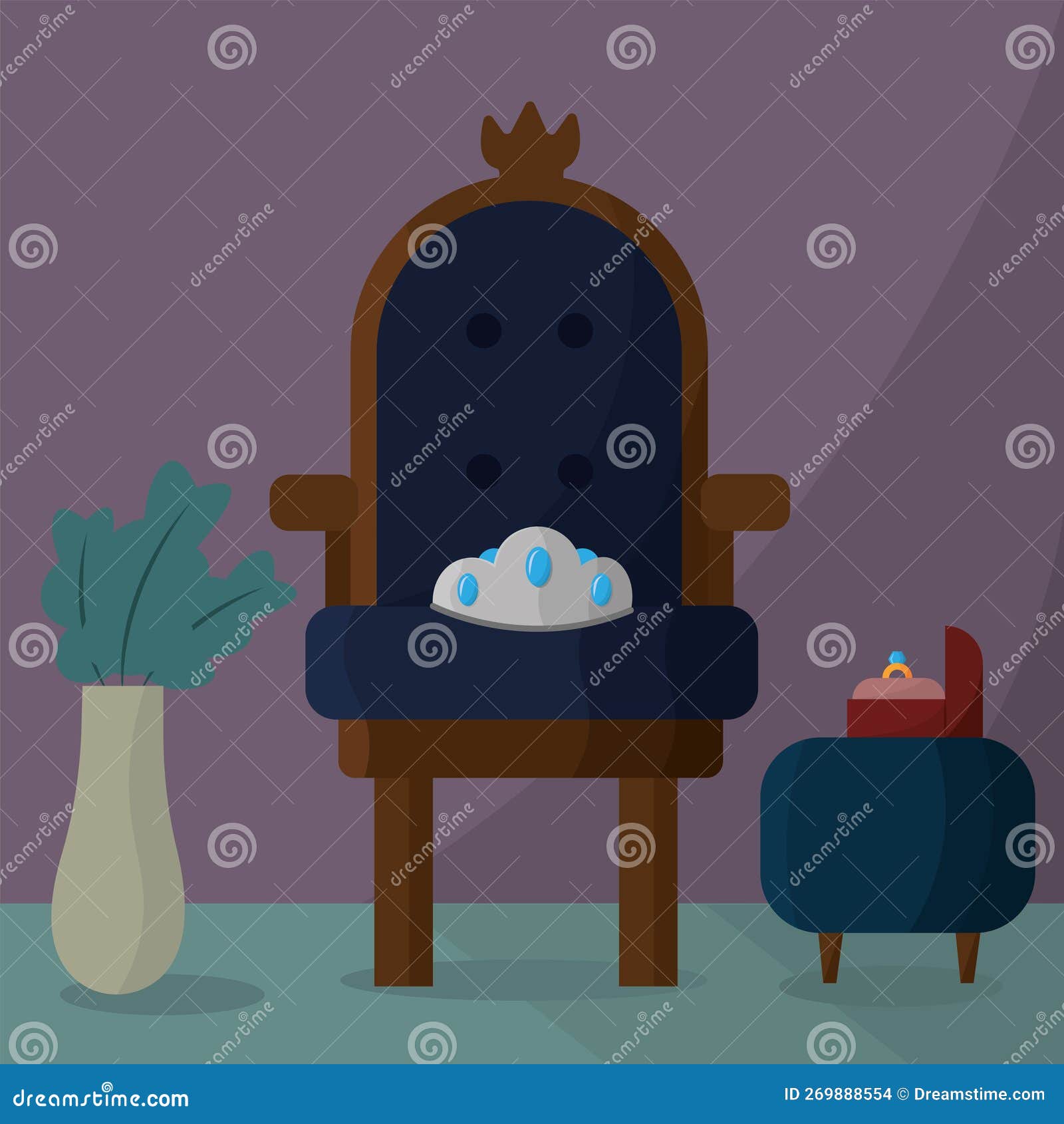 Royalty Chair with a Silver Crown Vector Stock Vector - Illustration of ...