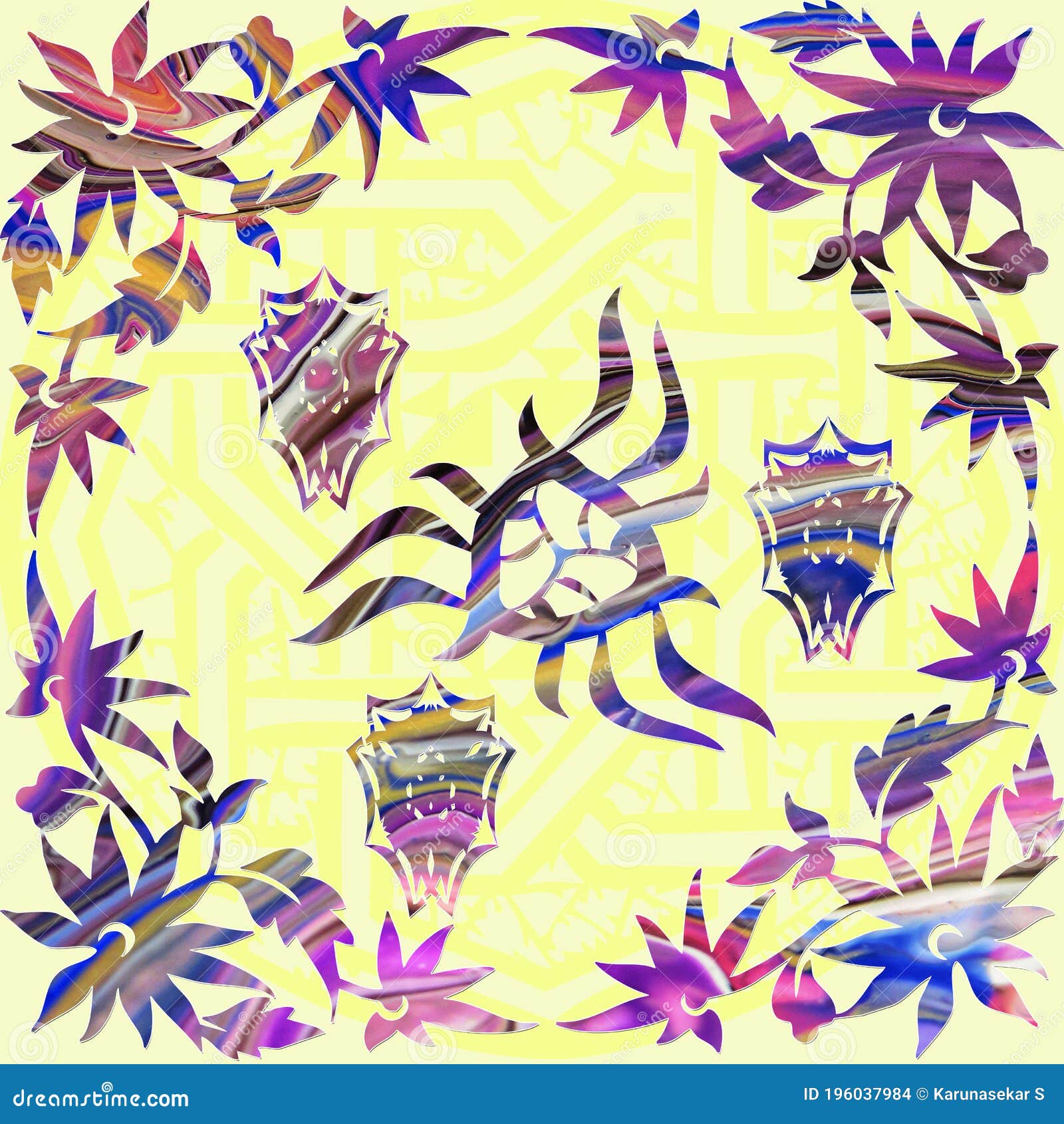 Royalty Pattern Design with Yellow Background Stock Illustration ...